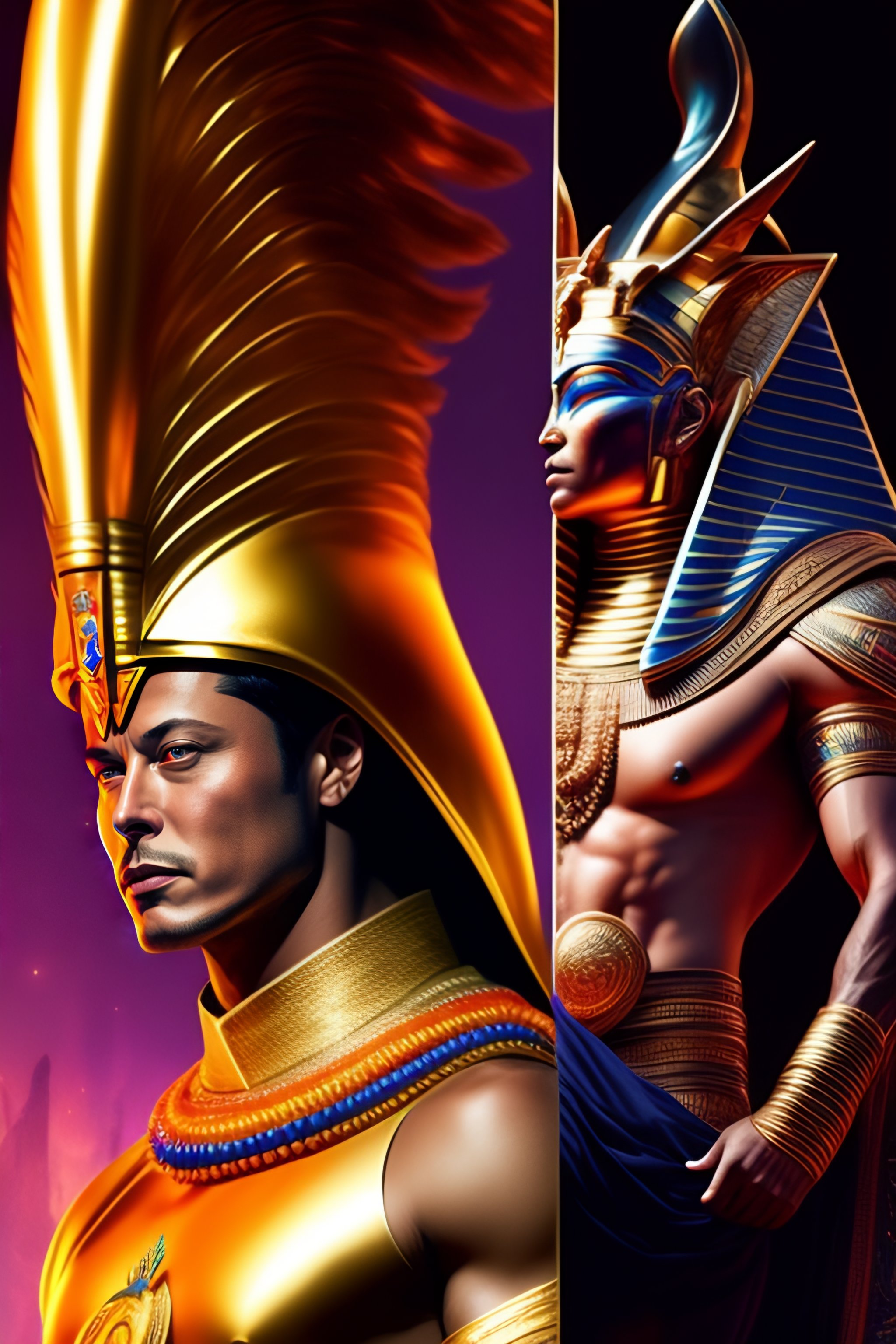 Lexica - Elon musk dressed as a pharaoh fighting an alien, vibrant ...