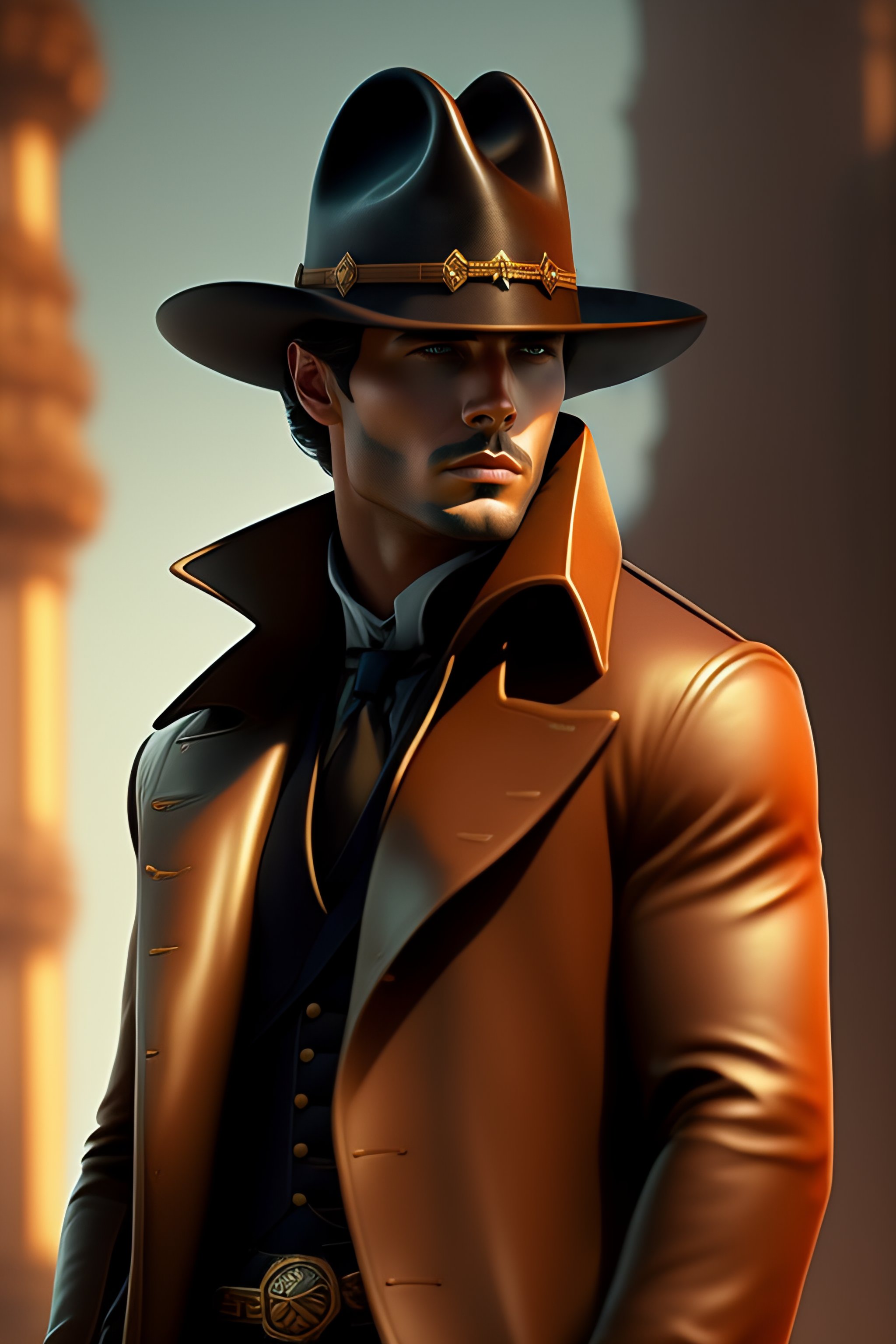 Lexica - Cat with a fedora and trench coat, matte fantasy painting ...
