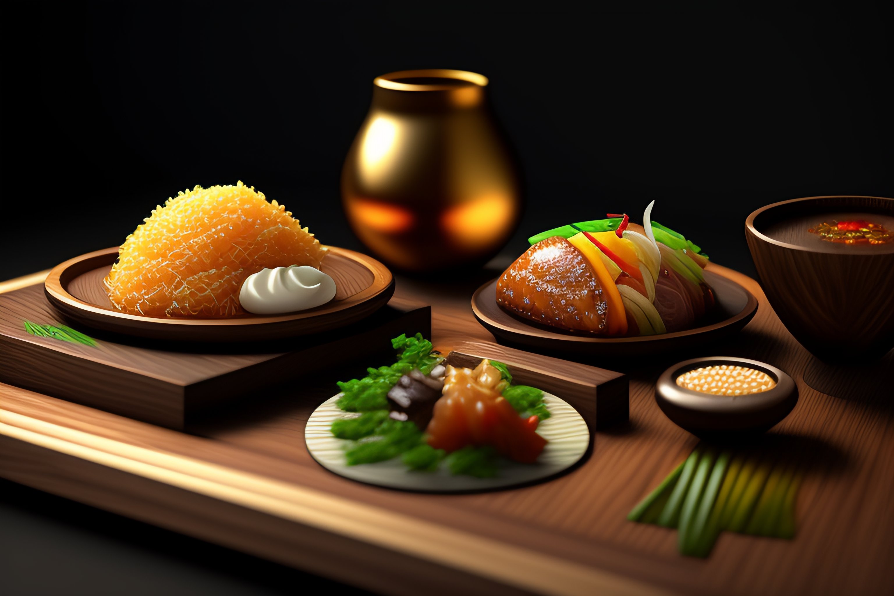 Lexica - Realism, Japanese food, extremely detailed, wooden table ...