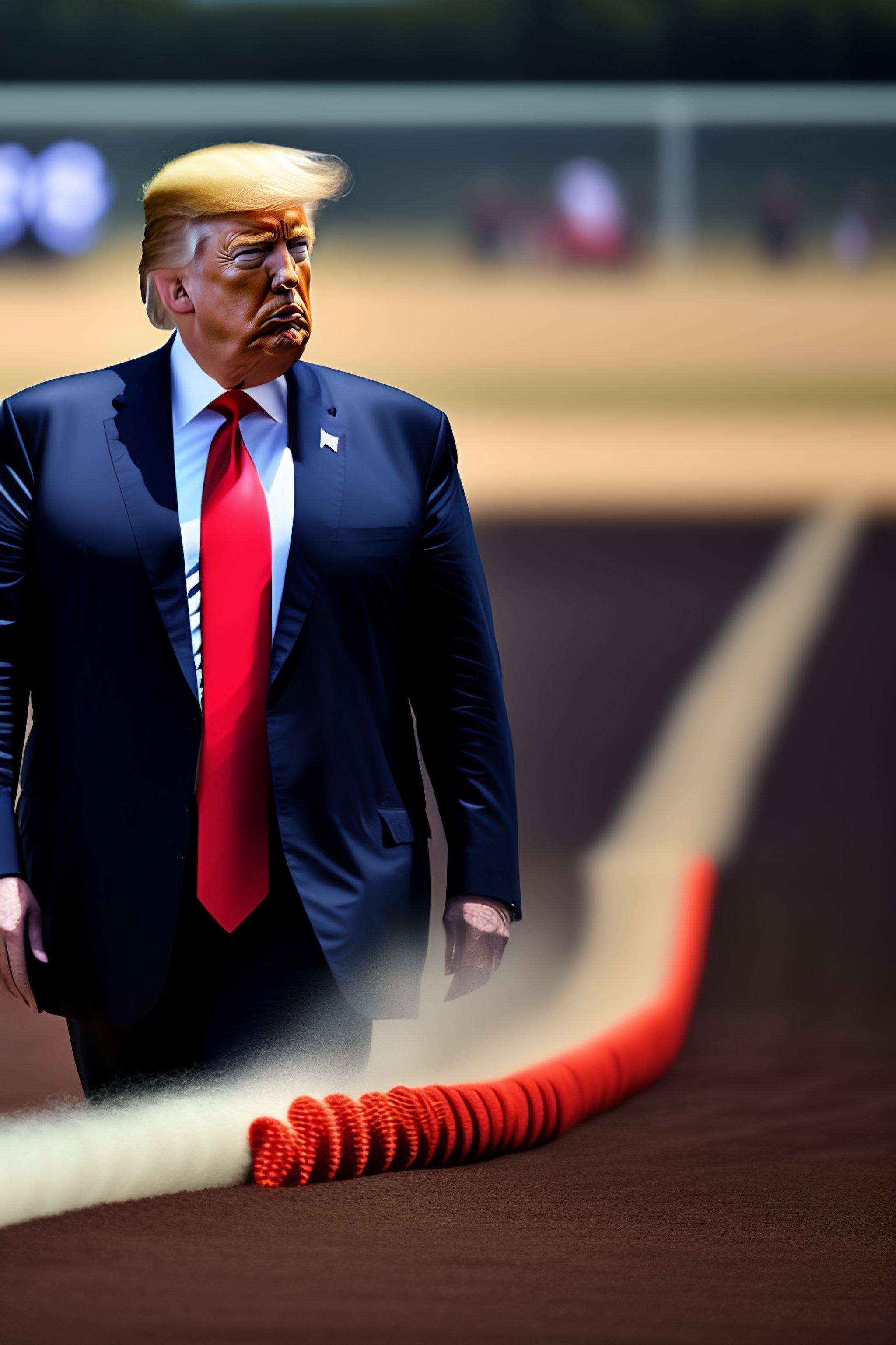 Lexica - Donald Trump with long tie that reaches ground