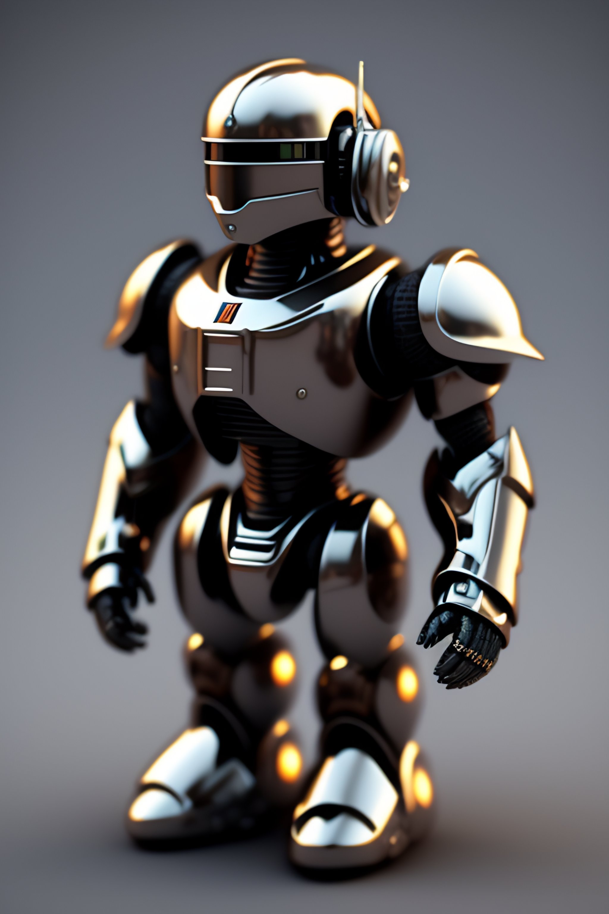 Lexica - Cute 3d render of toy art robocop holding a sword