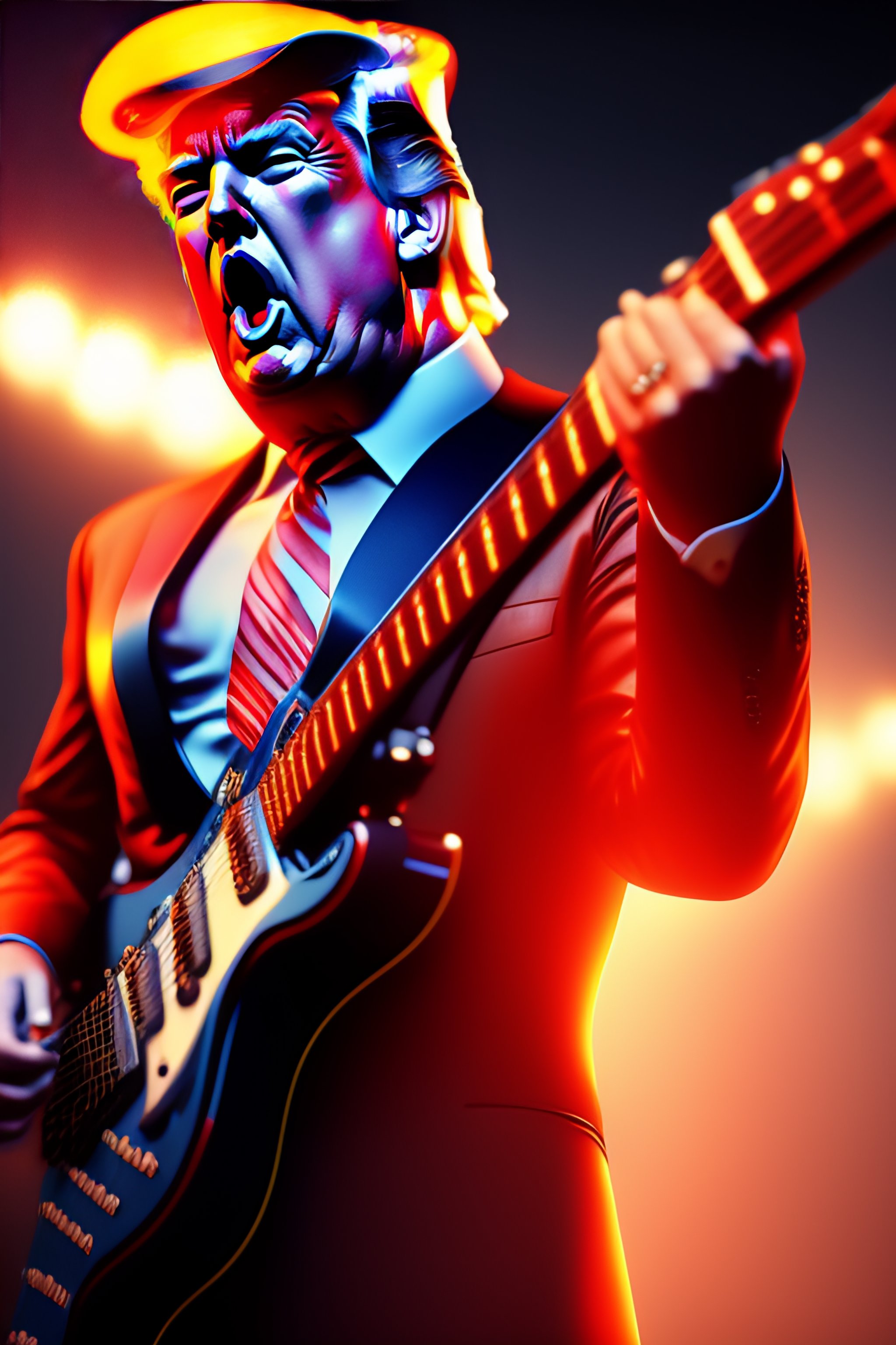 Lexica - Trump playing electric guitar on stage. by amano yoshitaka ...