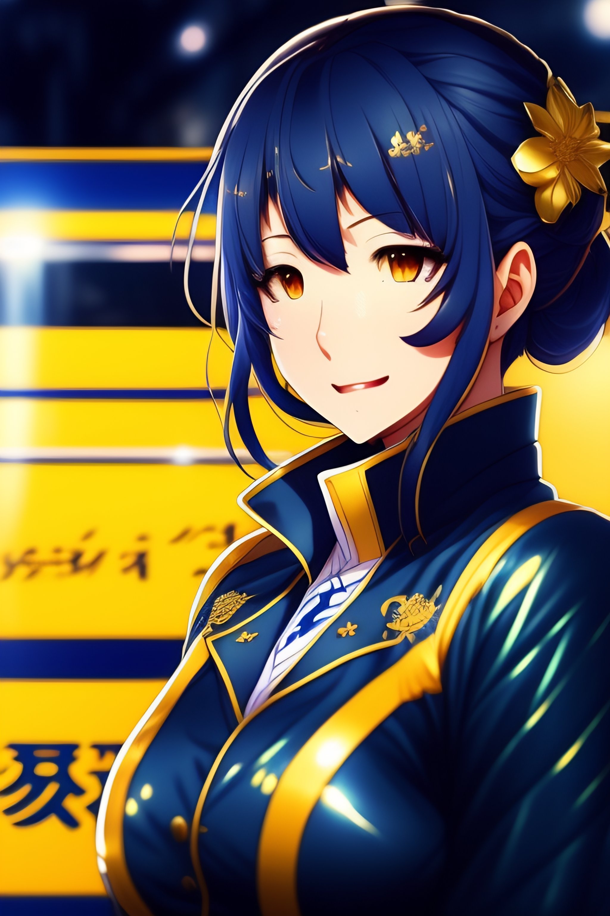 Lexica - A woman in a blue and gold outfit, a character portrait by ...