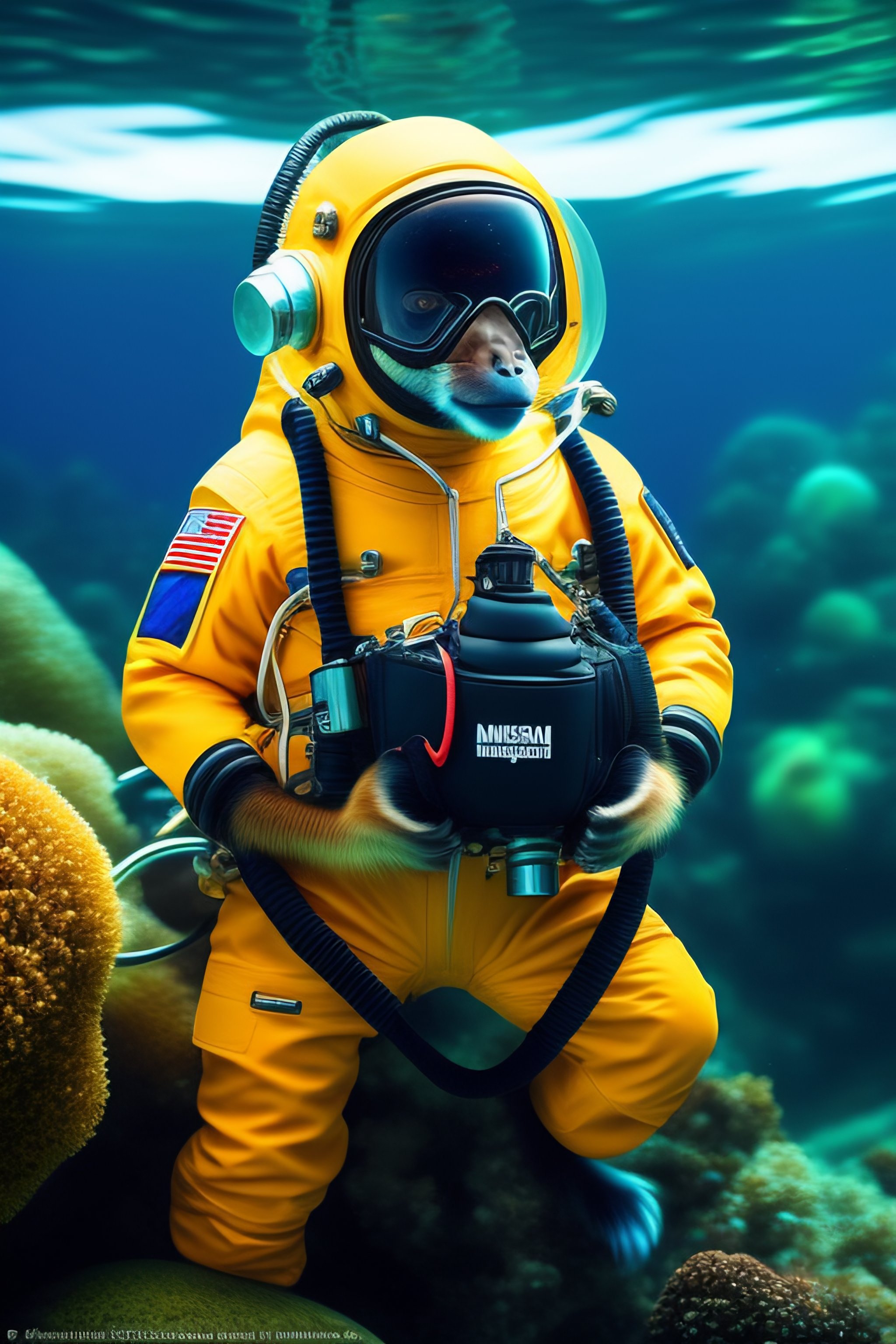 Lexica - Mushroom kangaroo monkey spacesuit scuba diving ocean 1970 spy gun