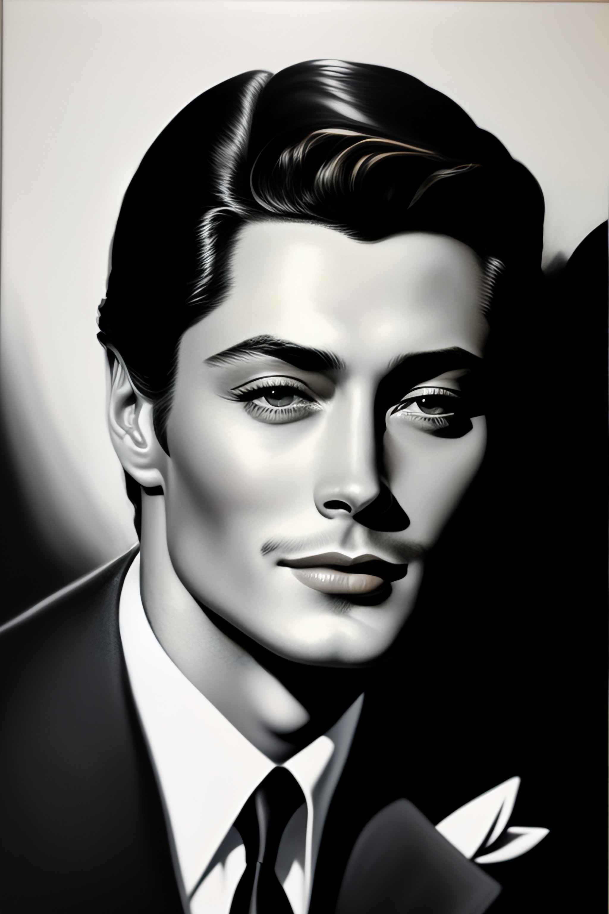 Lexica - Charcoal drawing of alain delon, by Jon Whitcomb