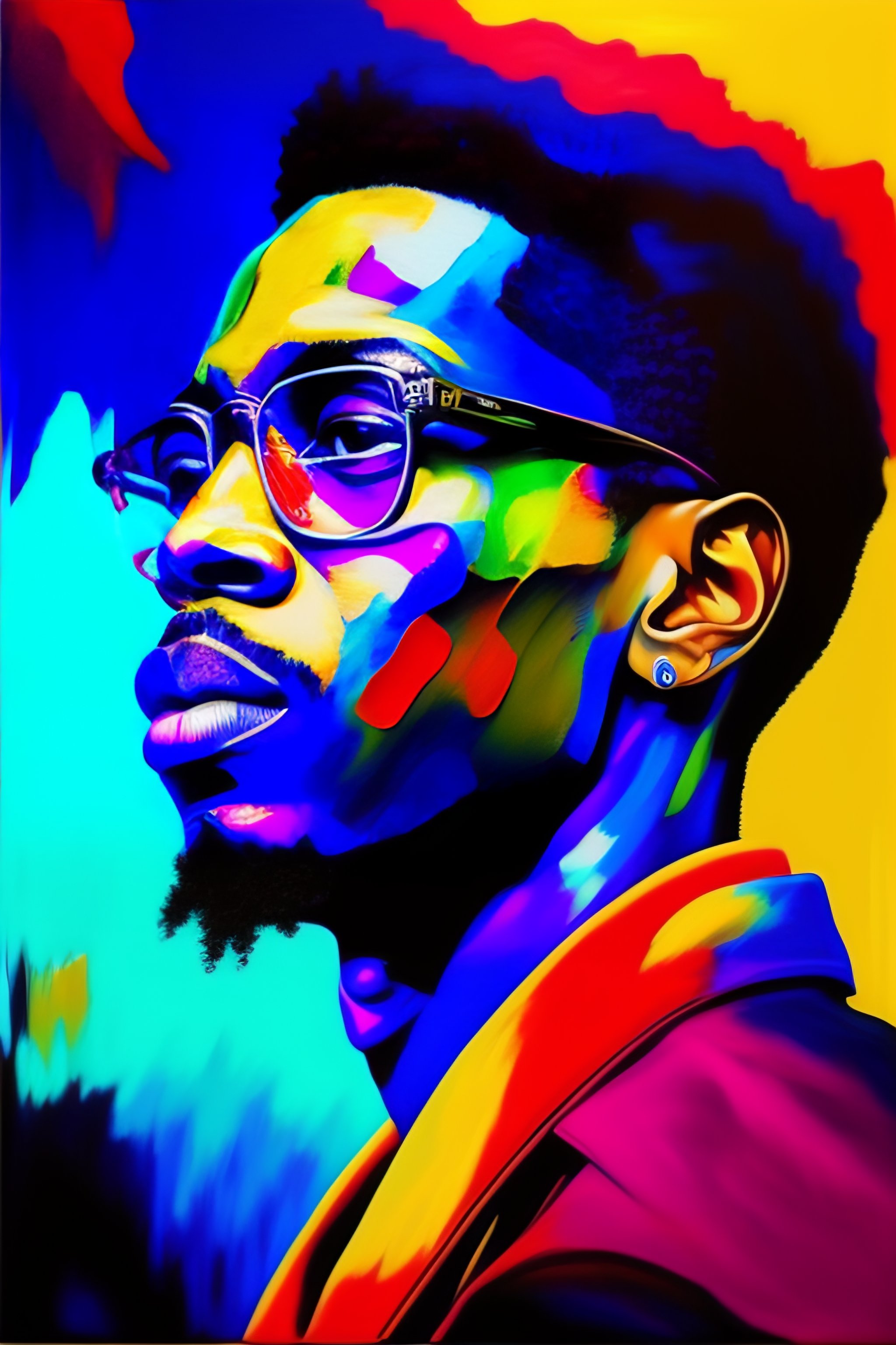 Lexica - Malcom X image, vibrant colors, palette knife oil painting ...