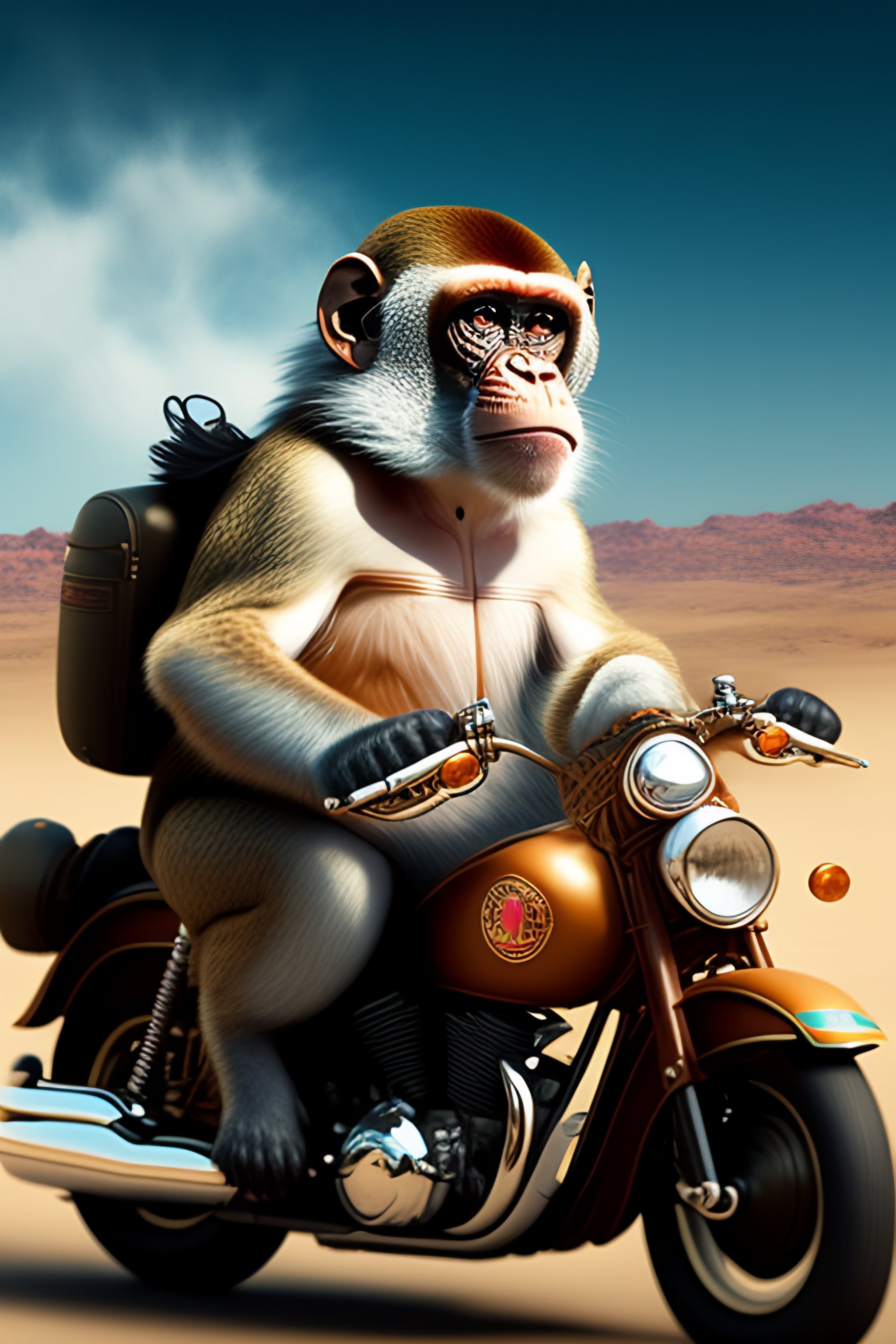 Lexica - Monkey funy riding a motorcycle, with face Pepe mujica, very ...