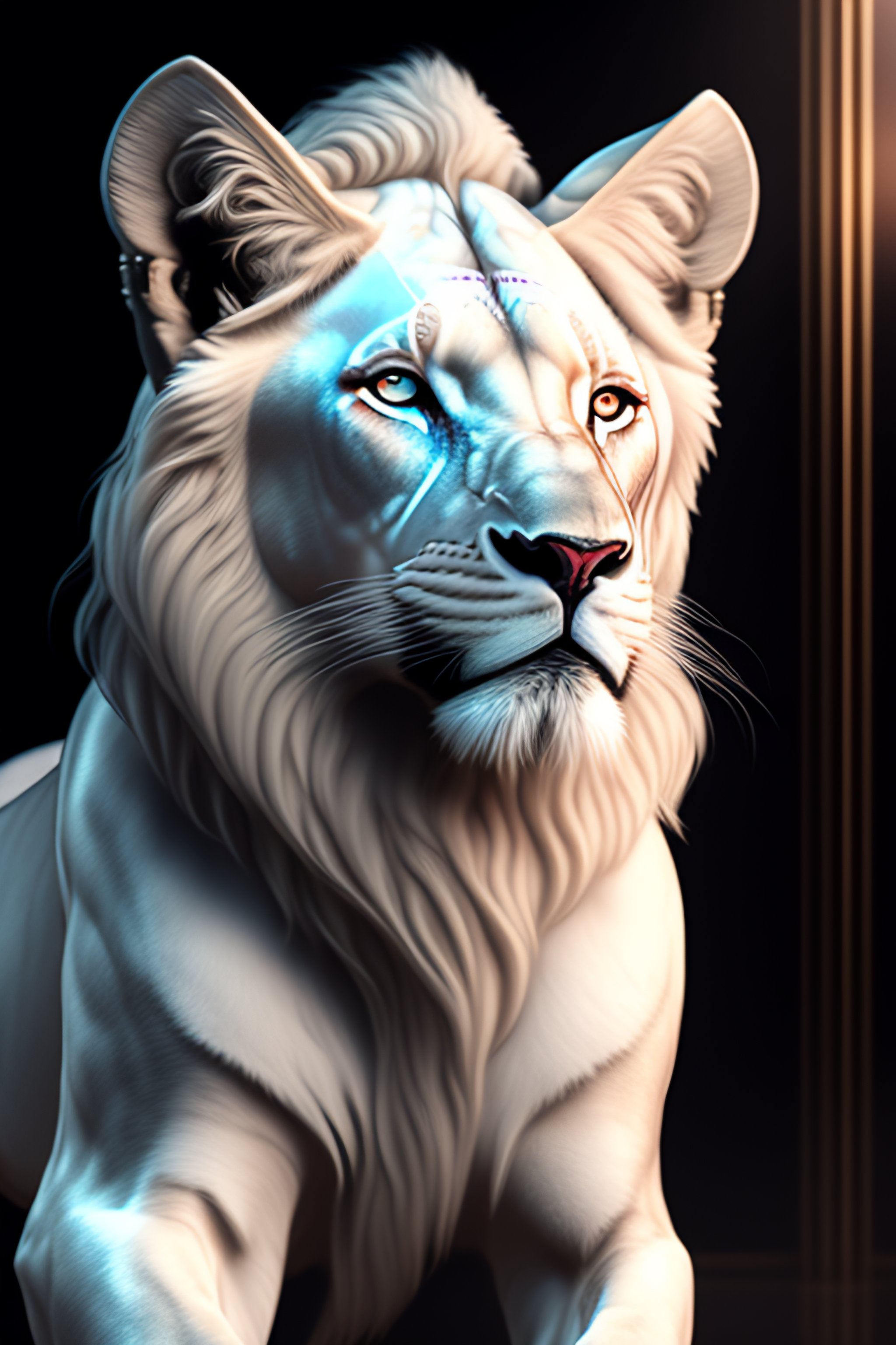 White Lion With Blue Eyes Wallpaper 3d