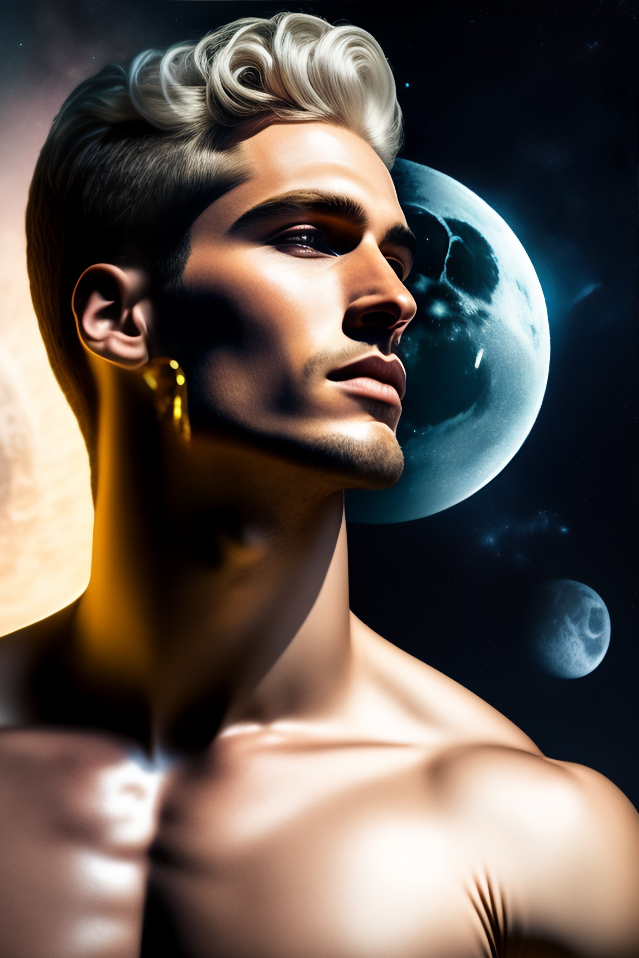 Lexica - God of the moon, white attractive young male, moon male deity ...