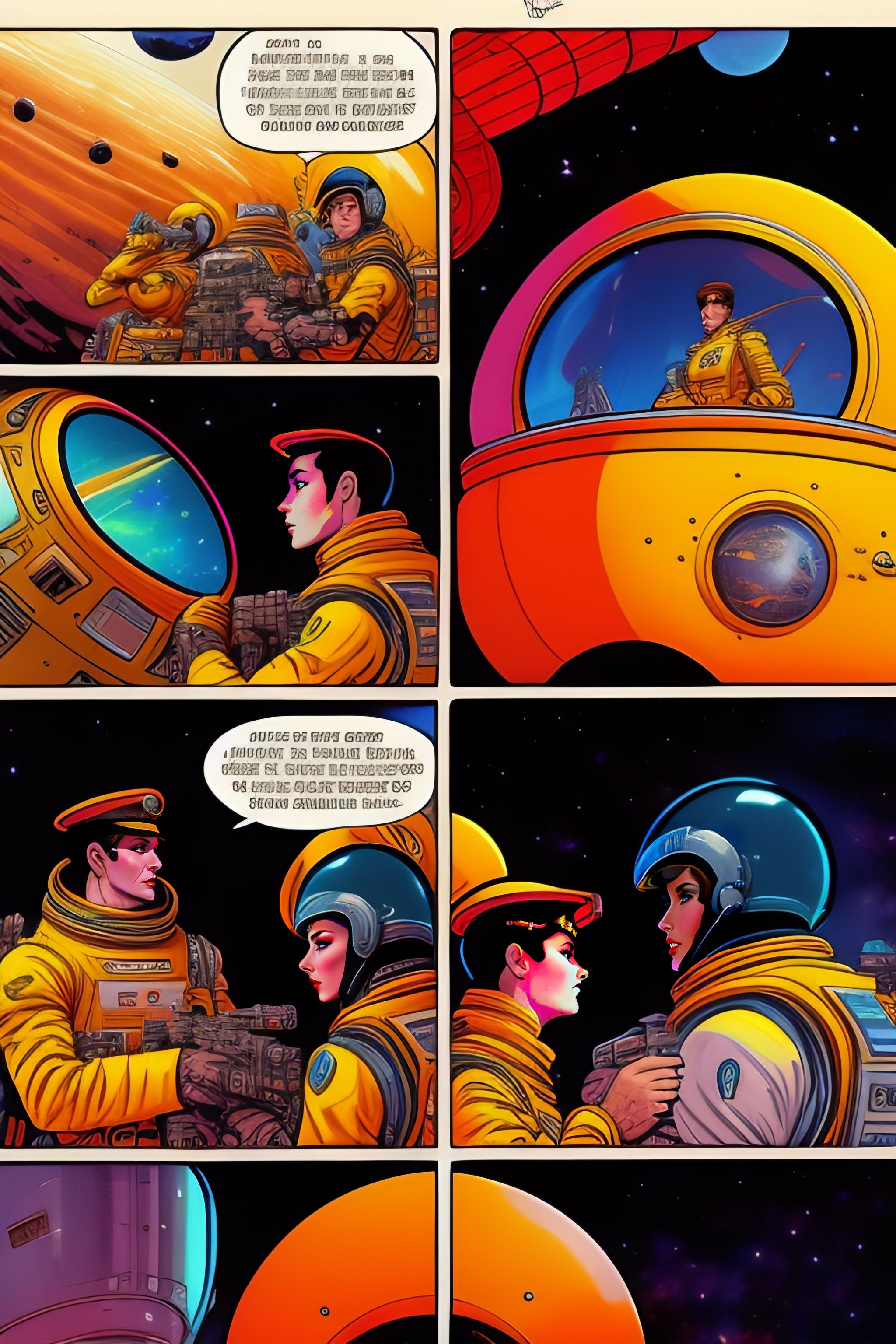 Lexica - Retro space captain giving commands to the crew in spacecraft ...