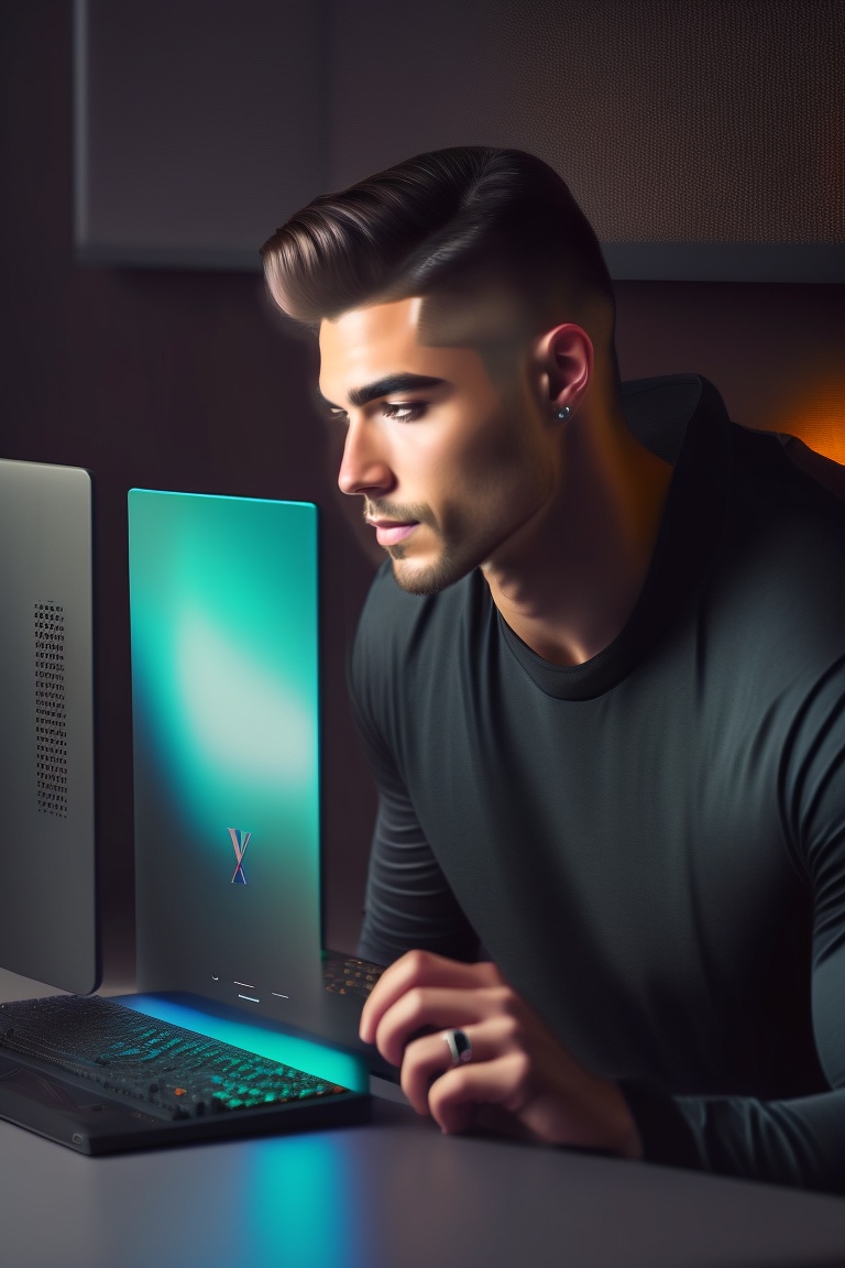 Lexica - A man in his mid 20s wearing y2k with black outfit testing a ...