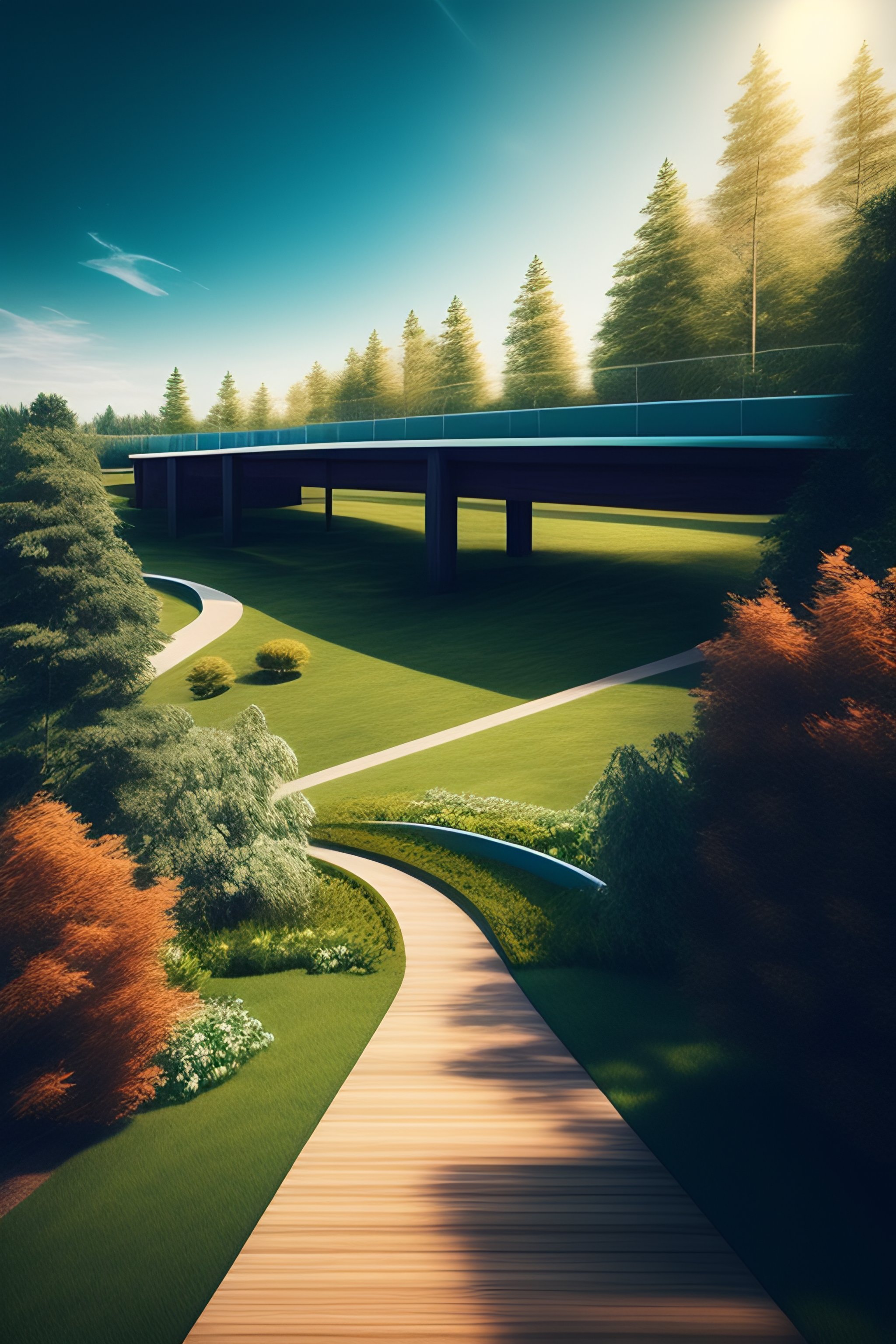 Lexica - Sports park, exercise equipment among the trees, landscape ...