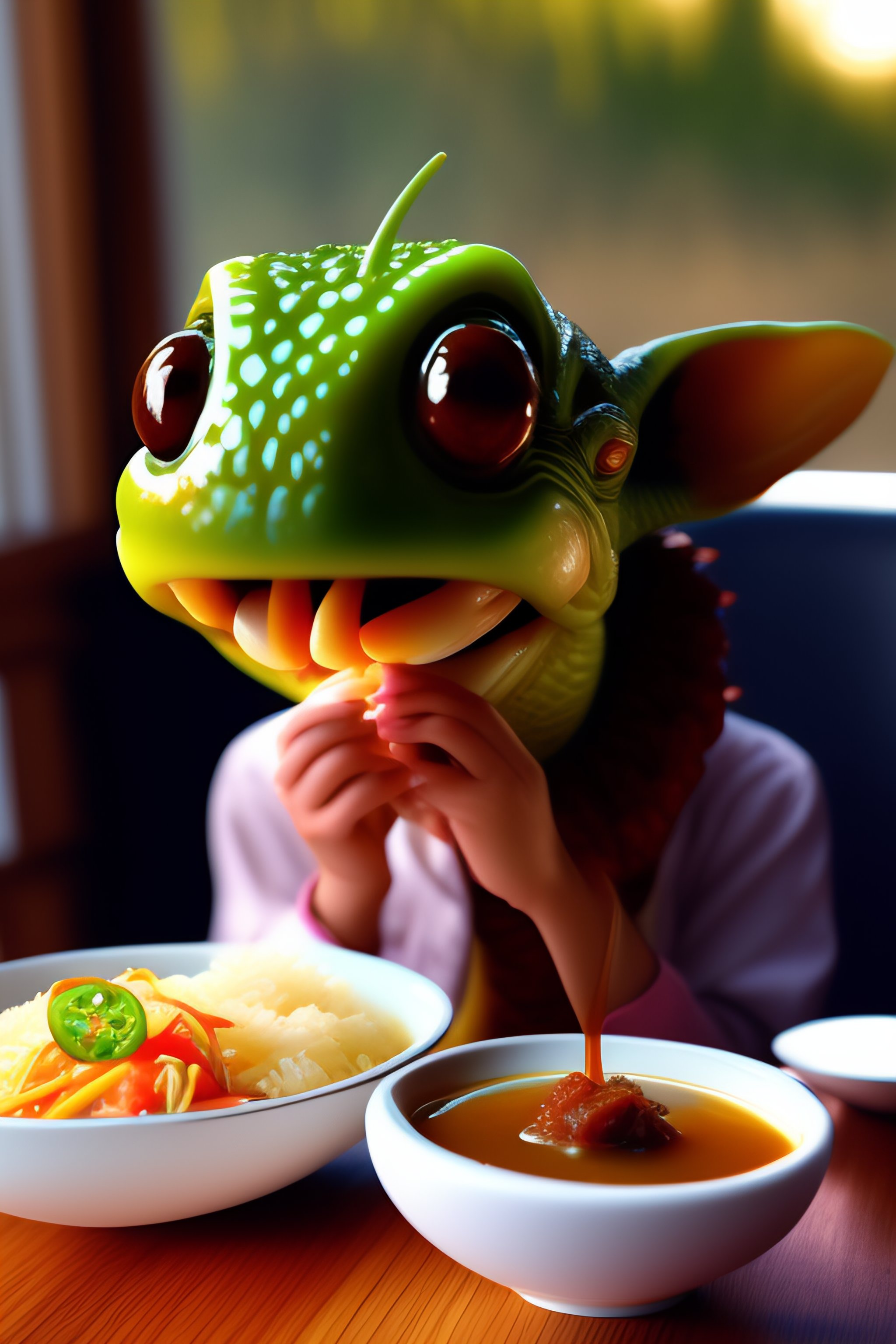 Lexica - Alien enjoys Asian food