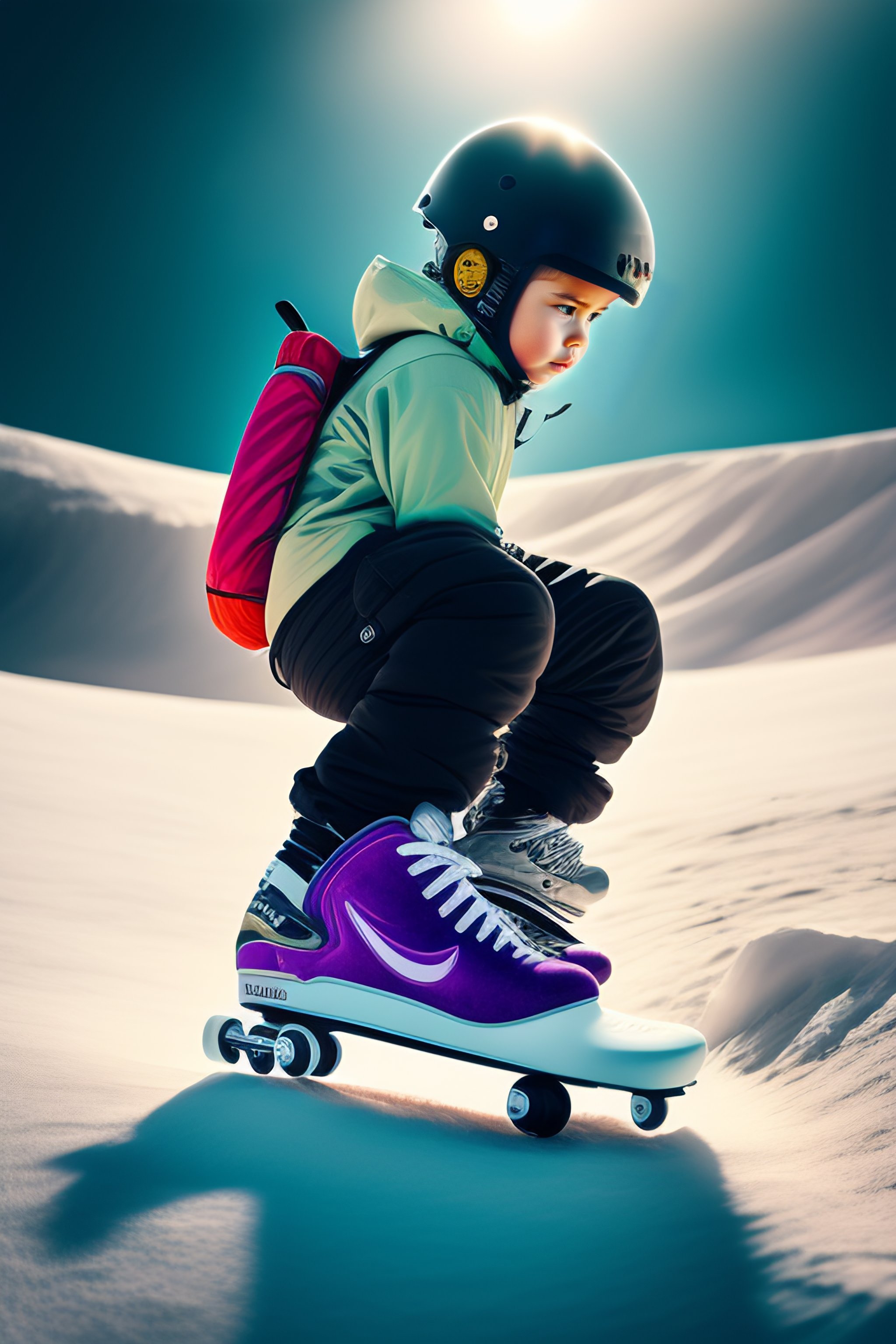 Lexica - Young boy skating on the moon with rollerblades