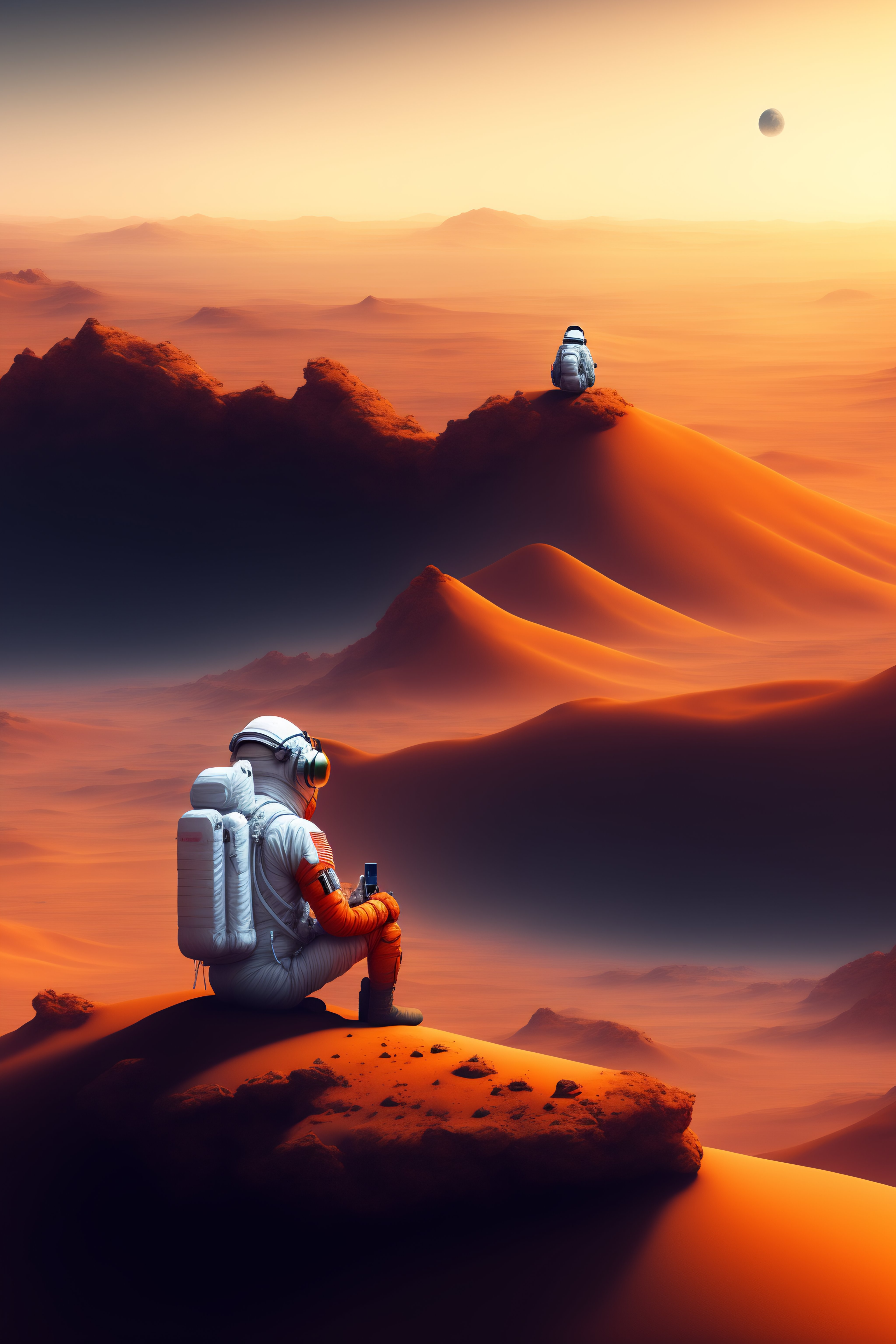 Lexica - An astronaut meditating on Mars, high quality, scenic, digital ...