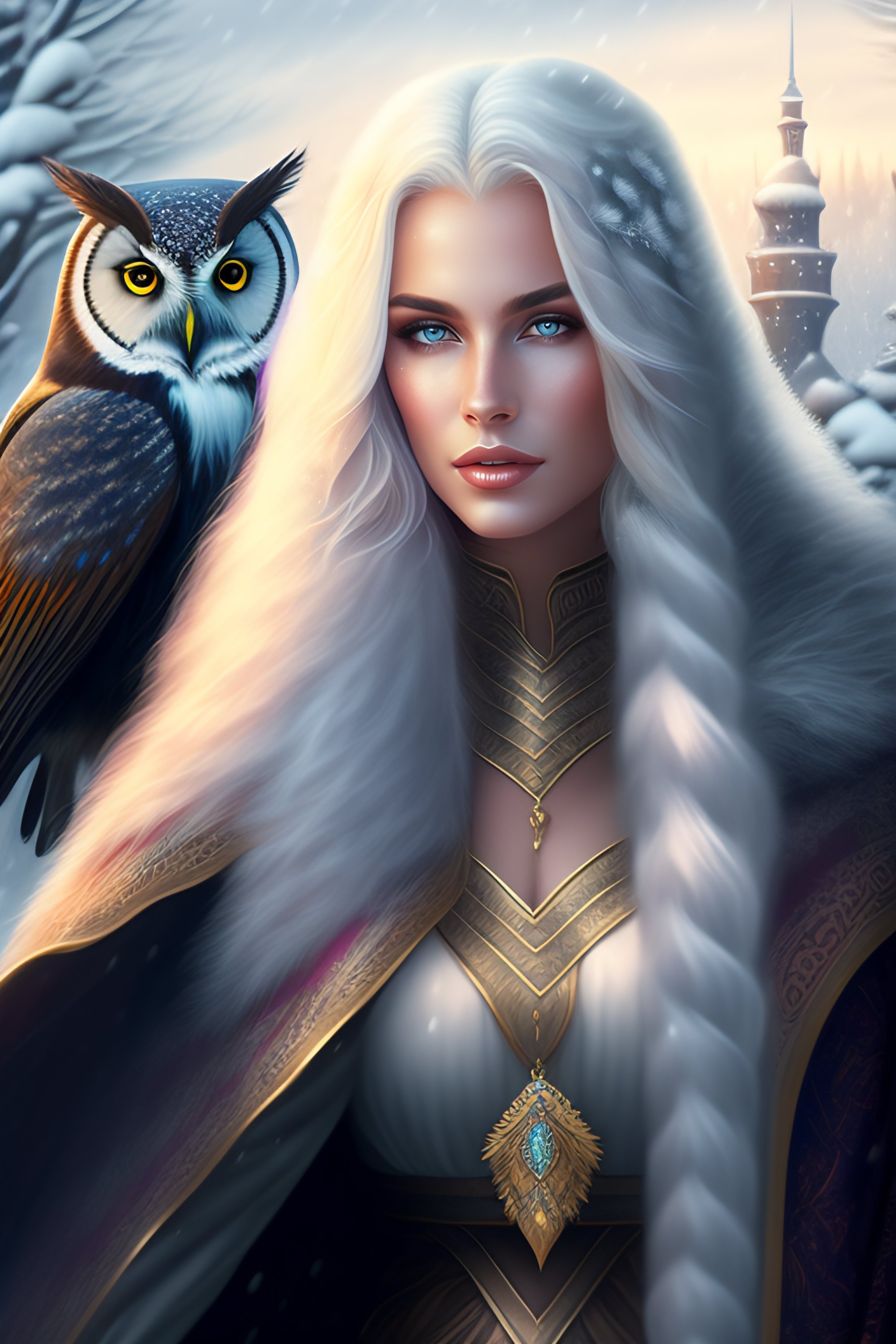 Lexica - A beautiful fantasy woman with long white hair wearing in ...