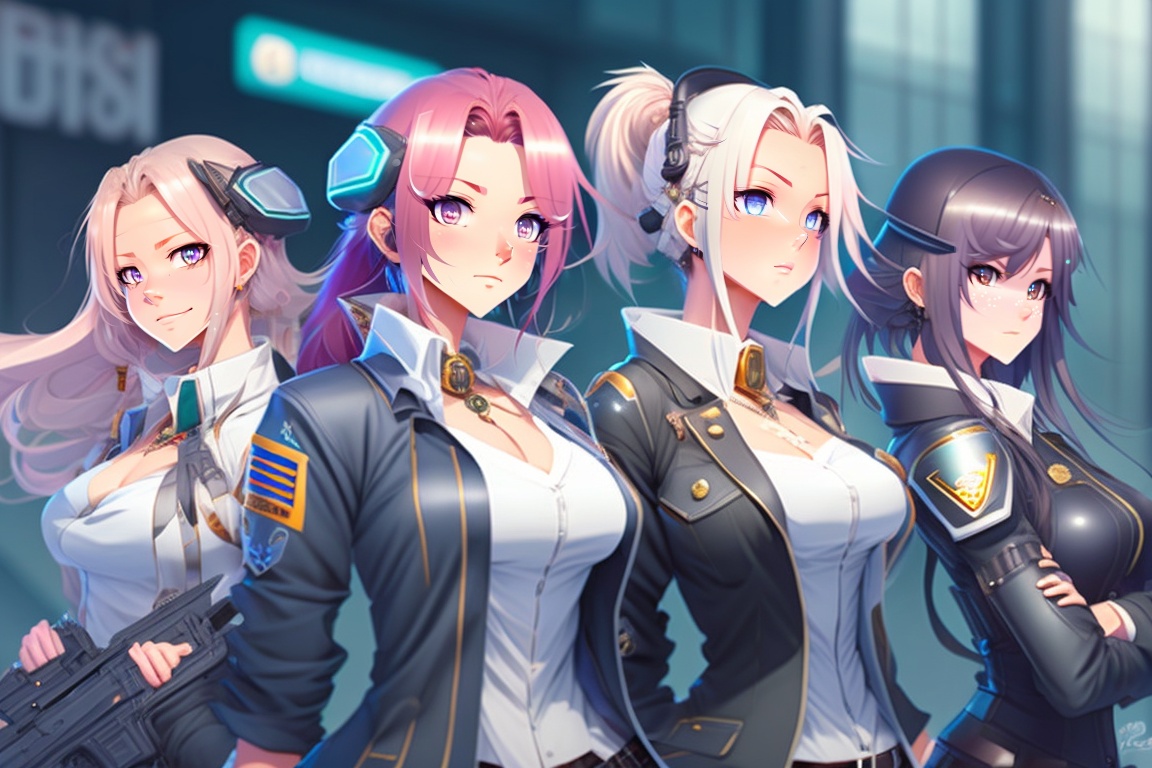 Lexica - Bank tech anime girls in a group of fashion, fighting and guns ...