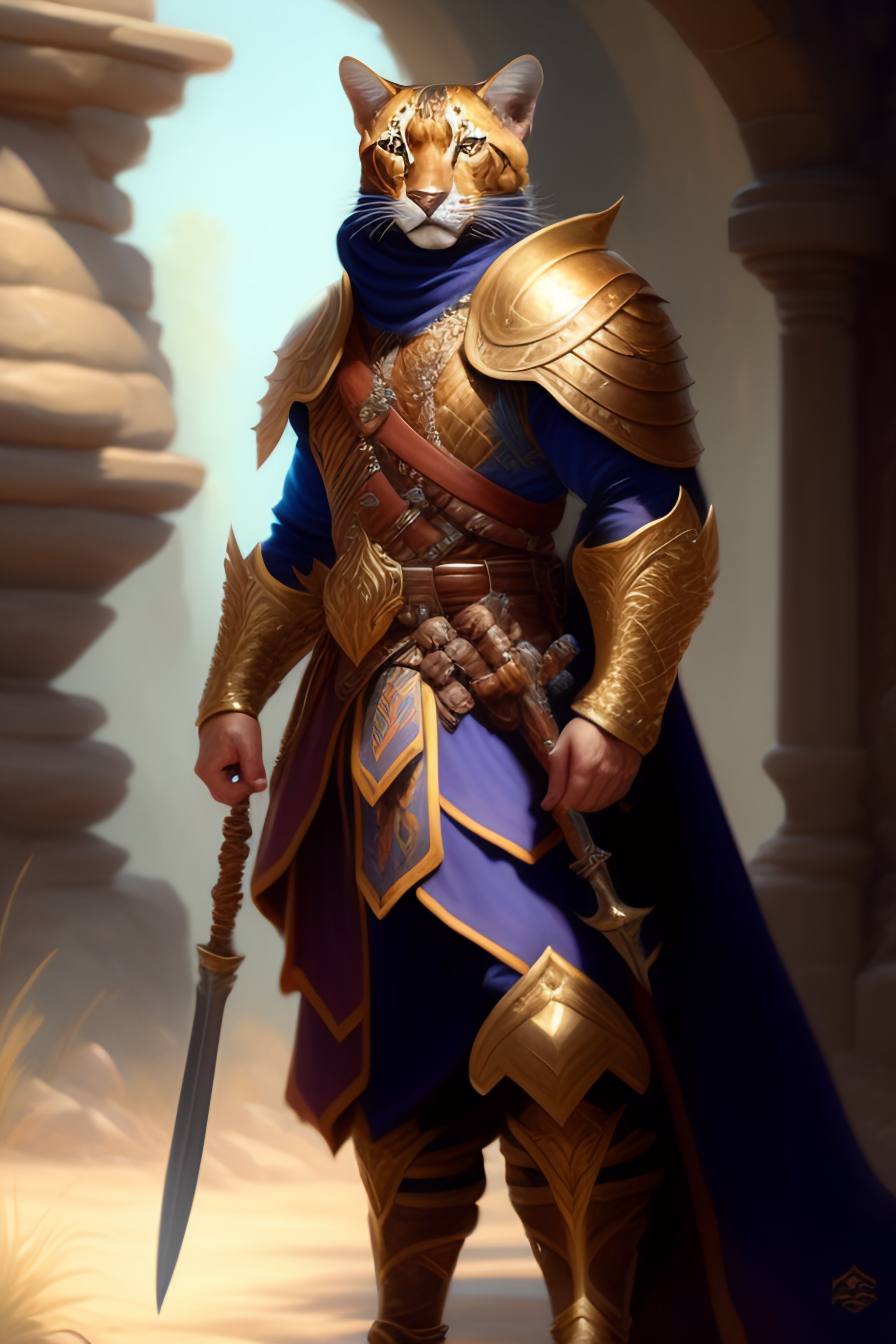 Lexica - A detailed full length photograph of anthropomorphic Ocelot ...