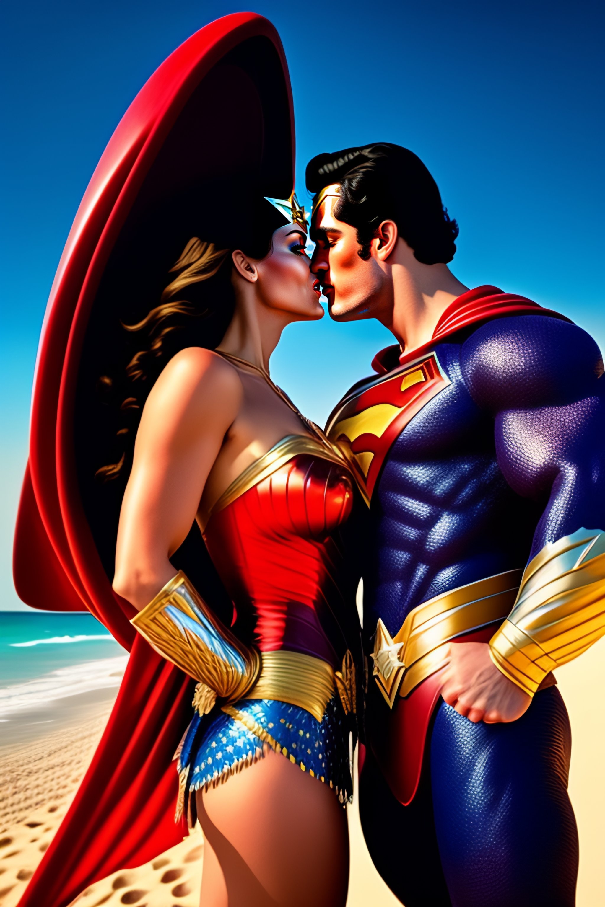 Wonder Woman And Superman Kissing