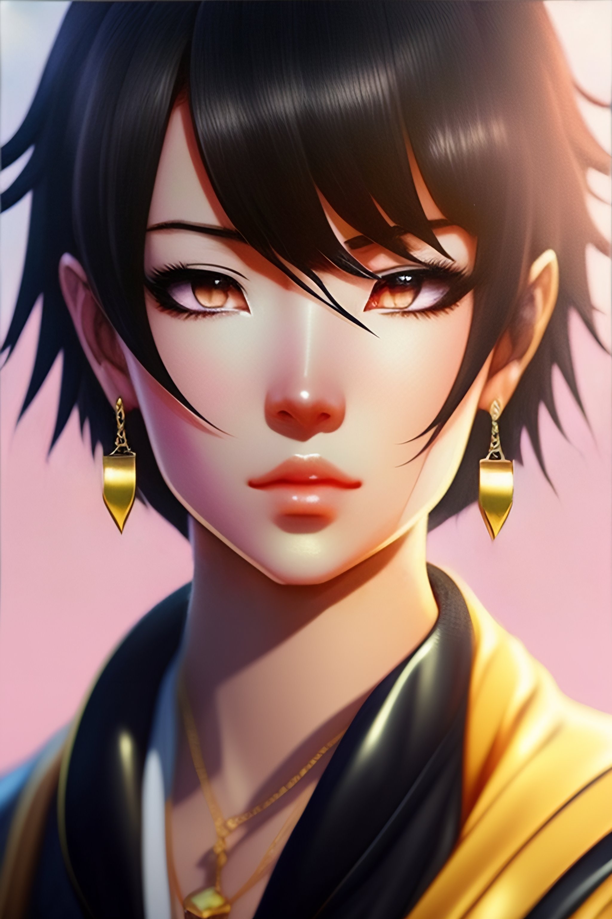 Lexica - Portrait of an anime character hyper realistic with an earring ...