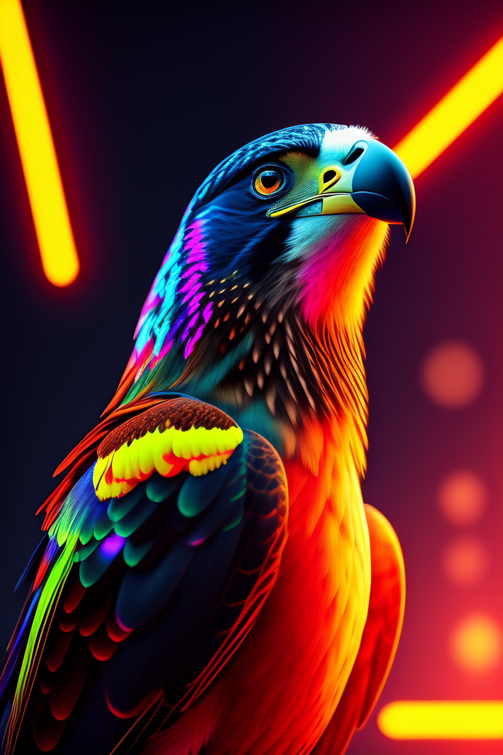 Lexica - The one who flys with the howl, Falcon face, human body ...