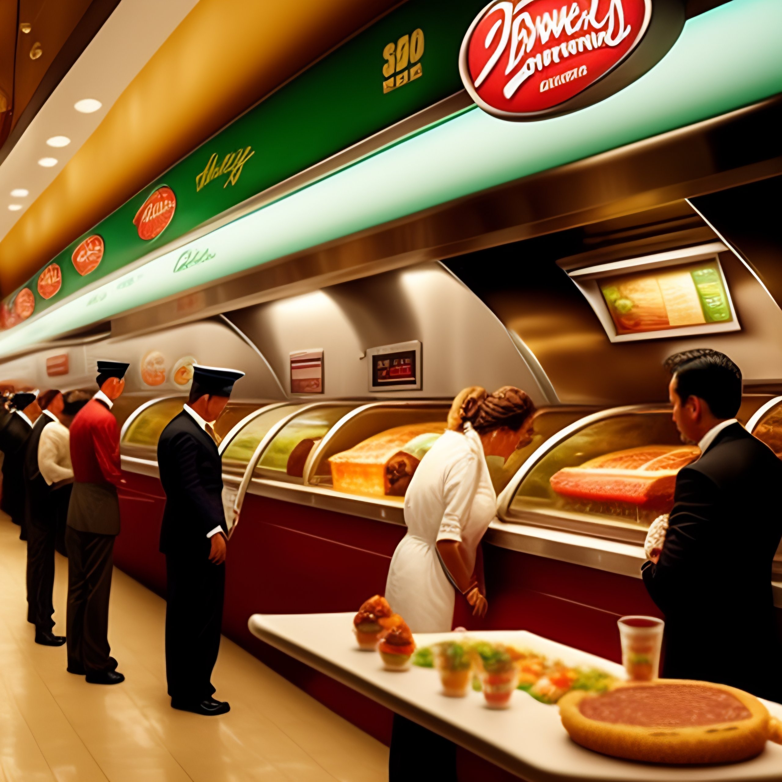 Lexica - A realistic view inside of a subway fastfood franchise where ...