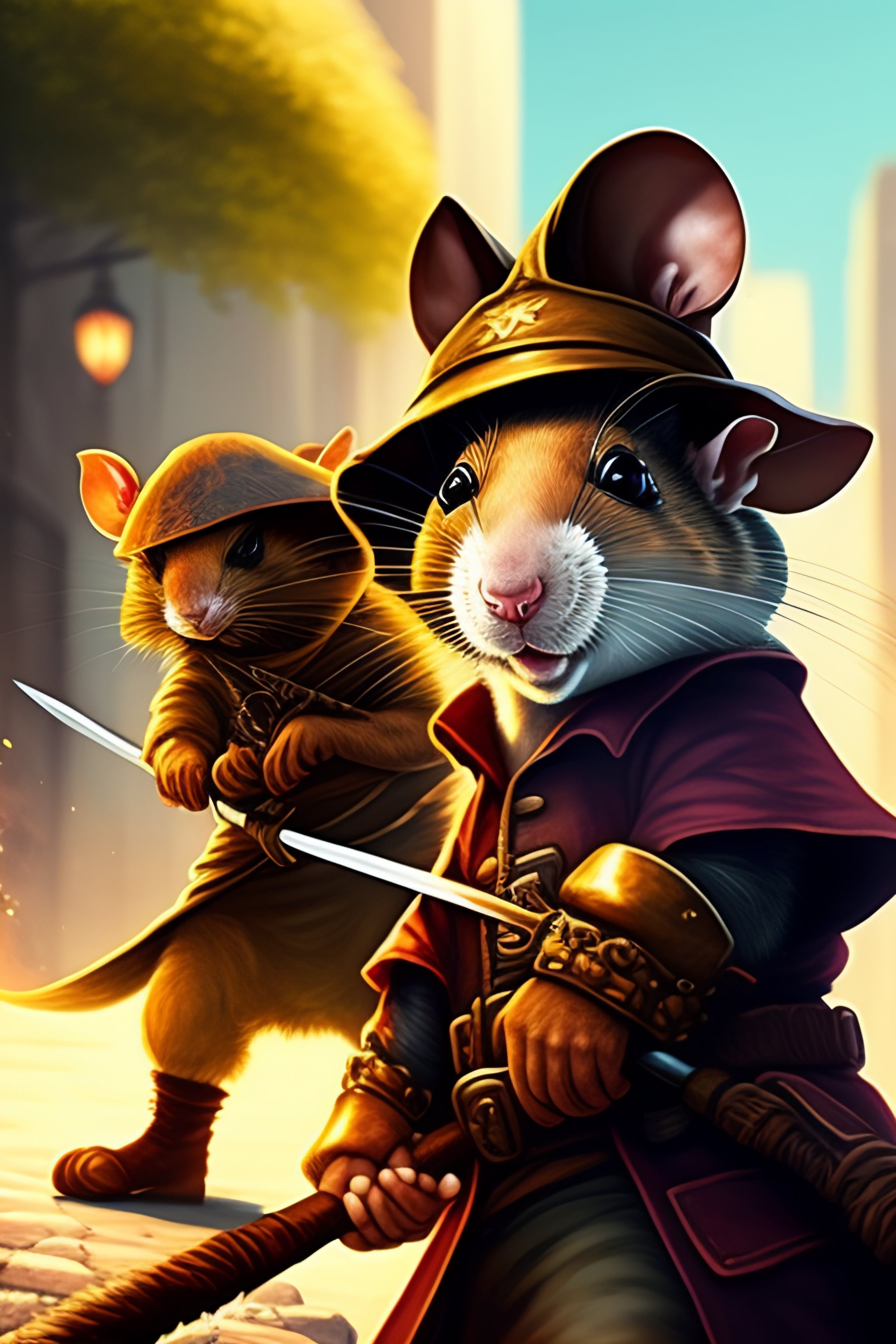 Lexica - A rat dressed in rags and with a melee weapon fights another ...