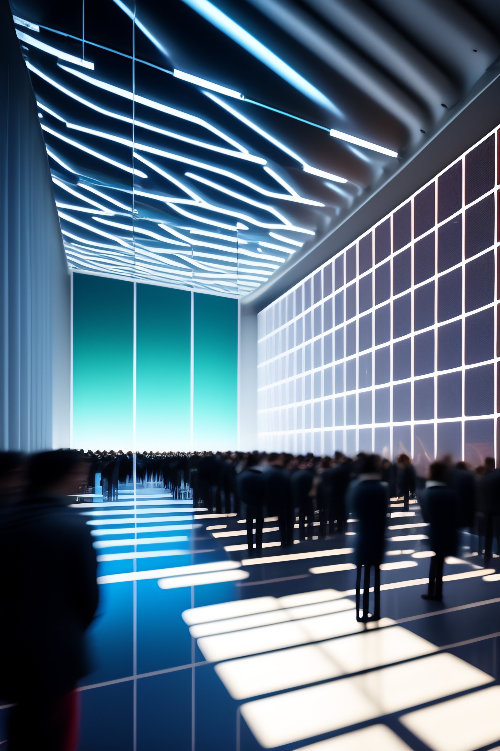 Lexica - Interior shot inside a metal lattice structure with virtual ...