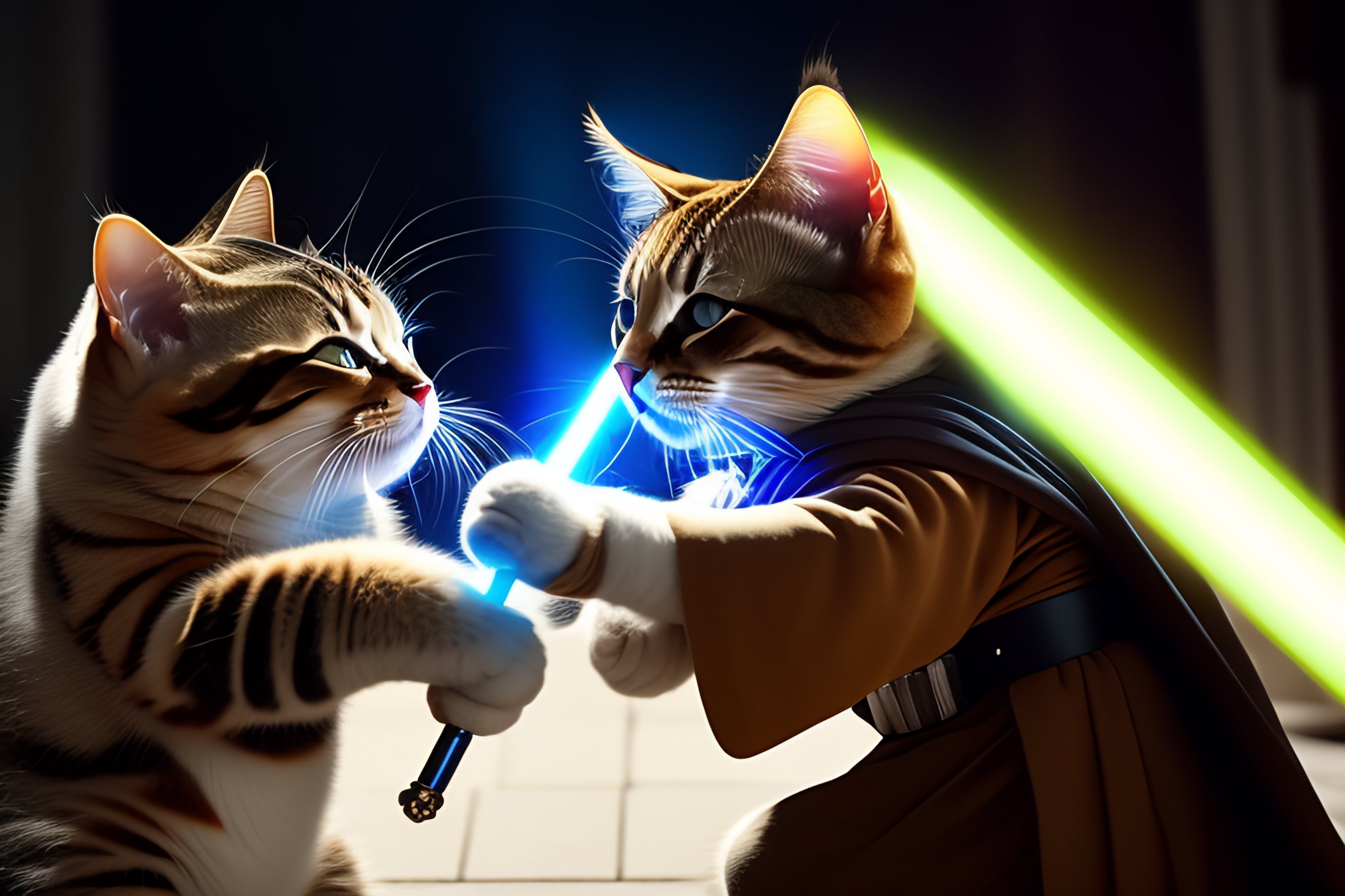 Lexica - Two jedi cats lightsaber fight