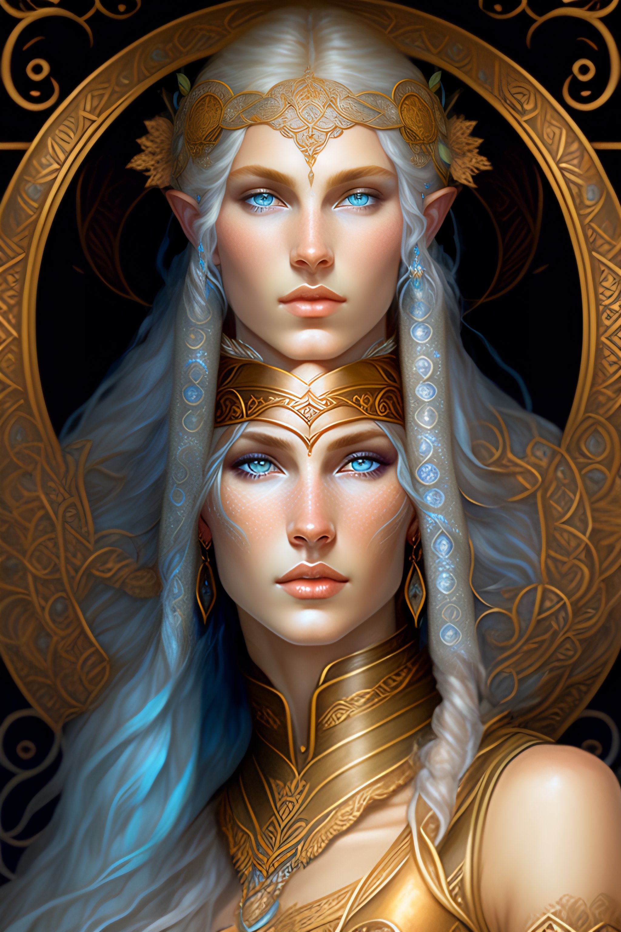 Lexica - Portrait of a young druid elf woman with bronze skin, pale ...