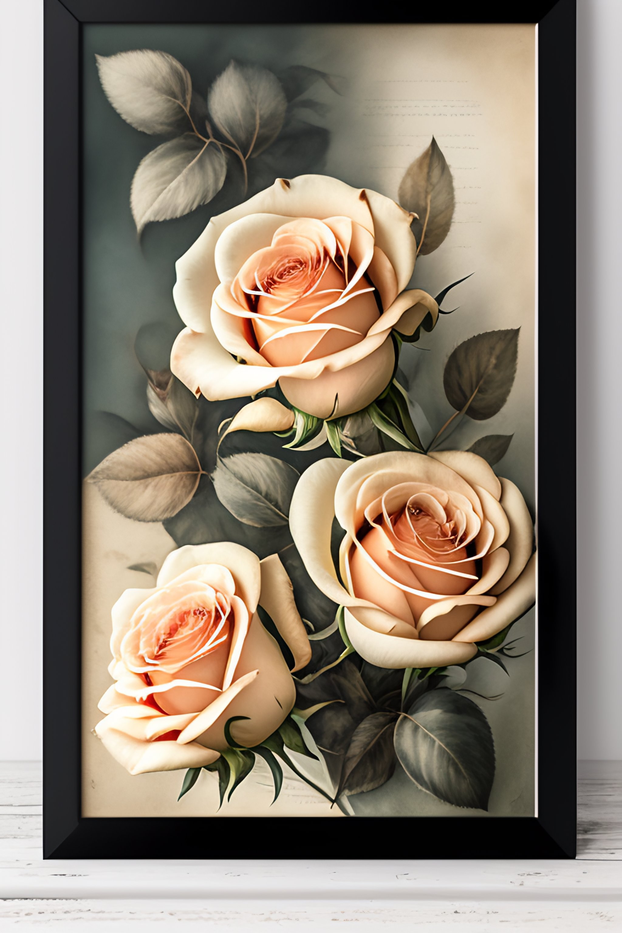 Lexica - High quality A4 old parchment paper, low opacity white roses ...