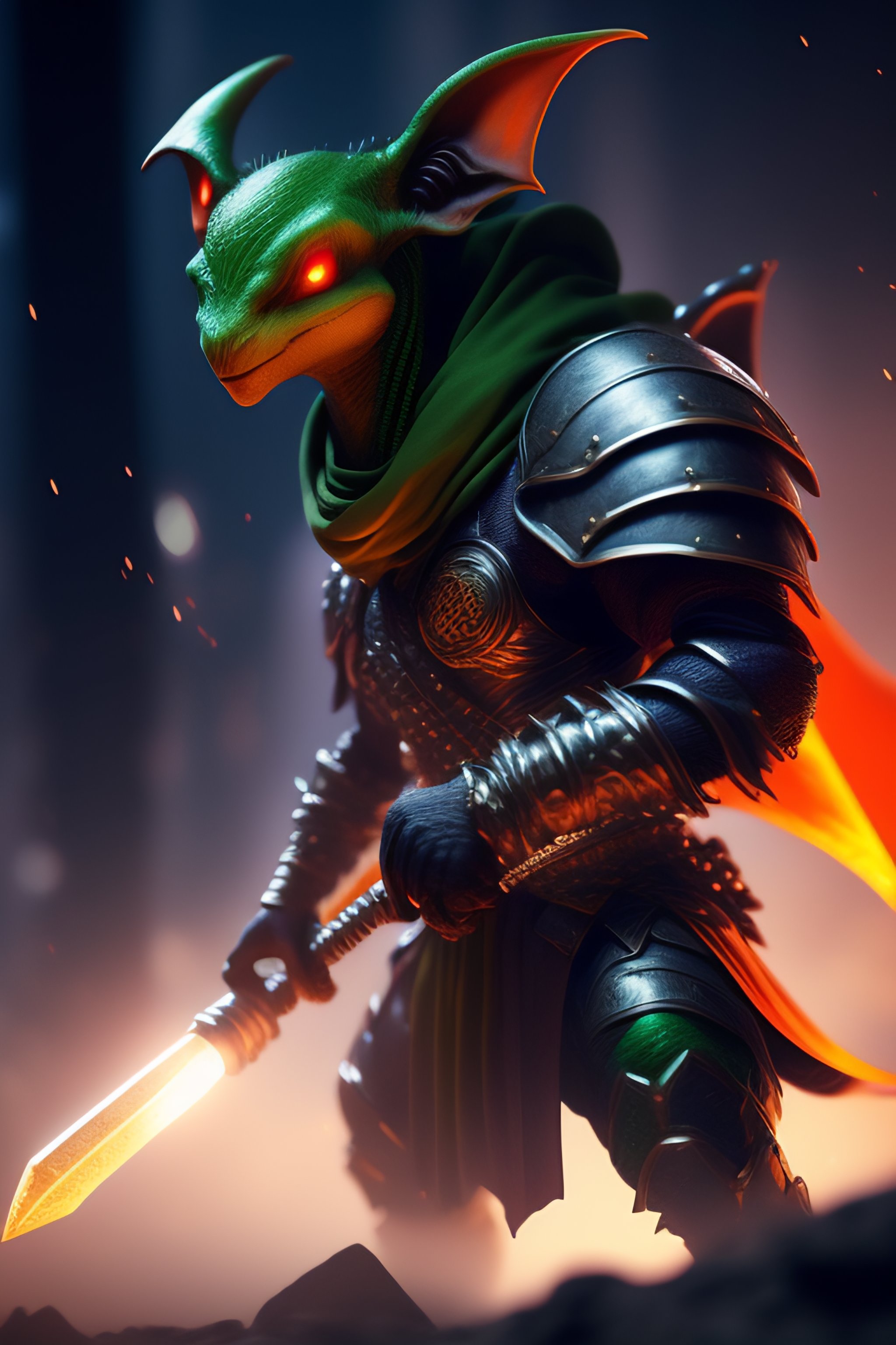 Lexica - Create an image of a 'goblin' who is a warrior fighting ...