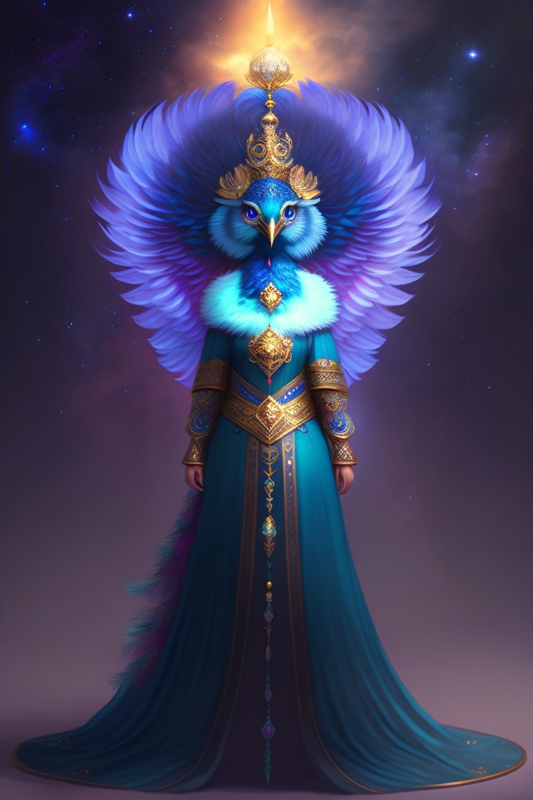Lexica - A digital painting of a peacock deity of the stars. fantasy ...