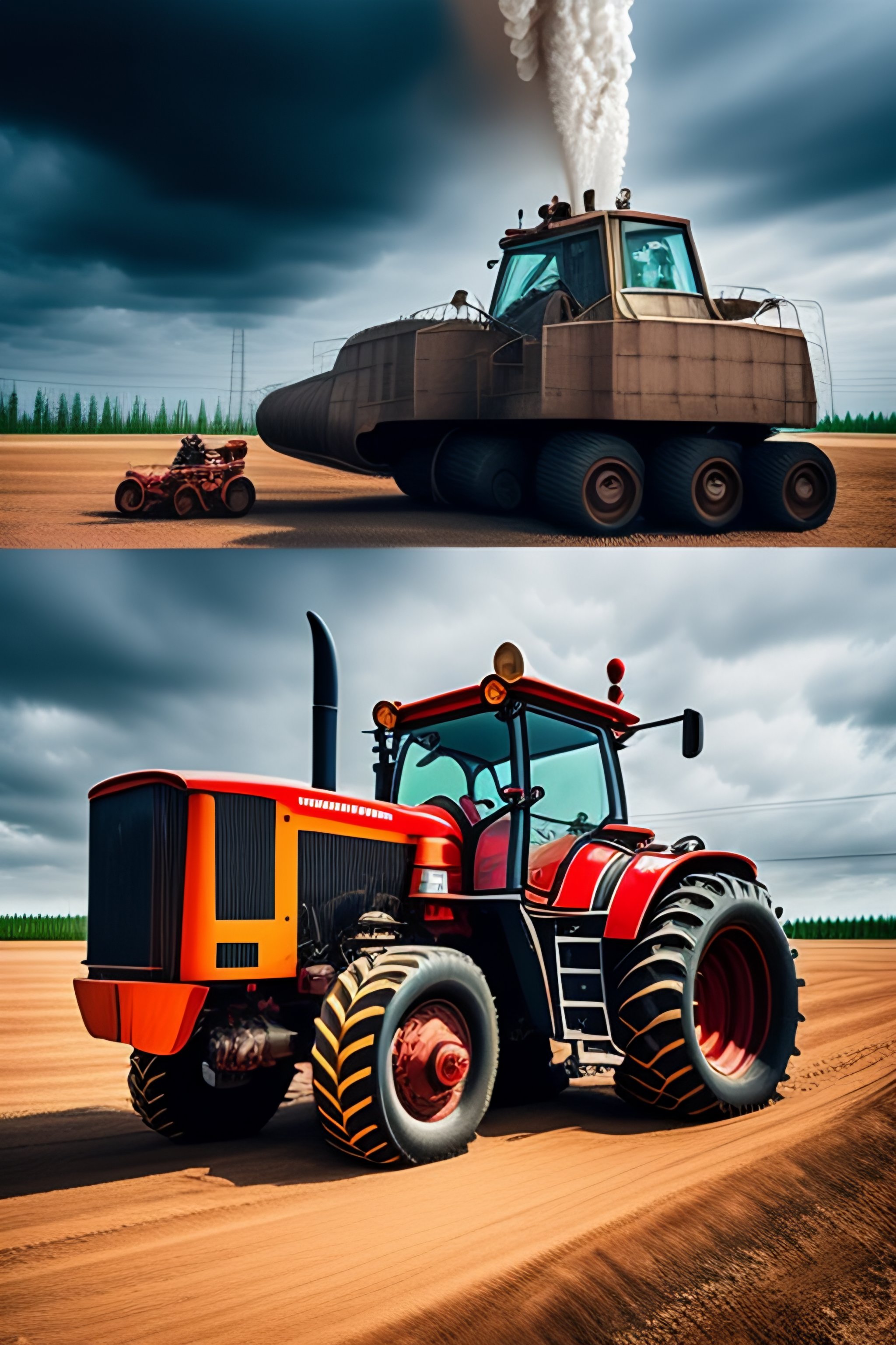 Lexica - Devil driving tractor in Chernobyl toxic zone