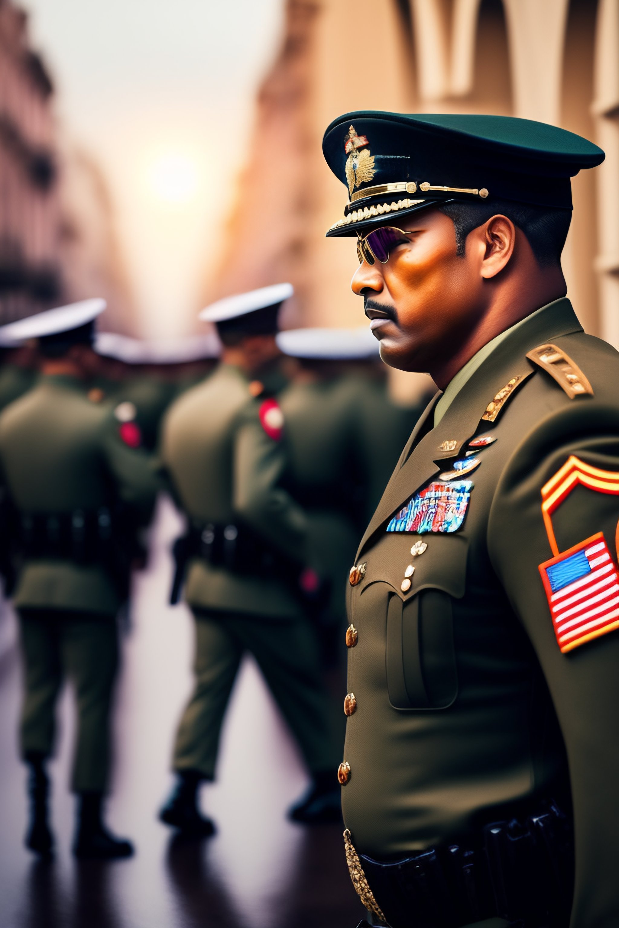 Lexica - Big army officer, dancing in street, HD Quality, very good details