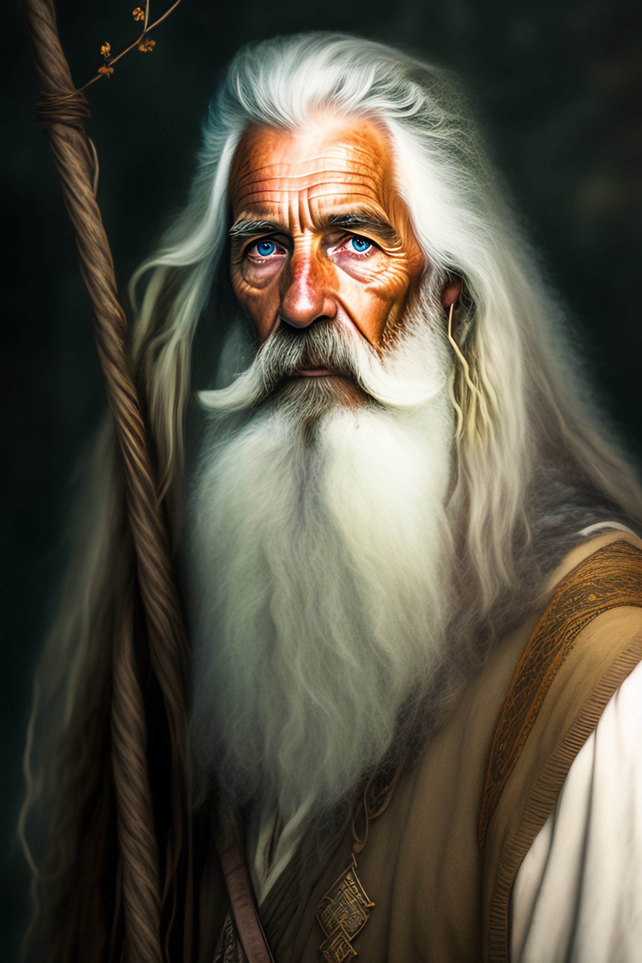 Lexica - Portrait of scruffy skinny very old male druid in rags with ...