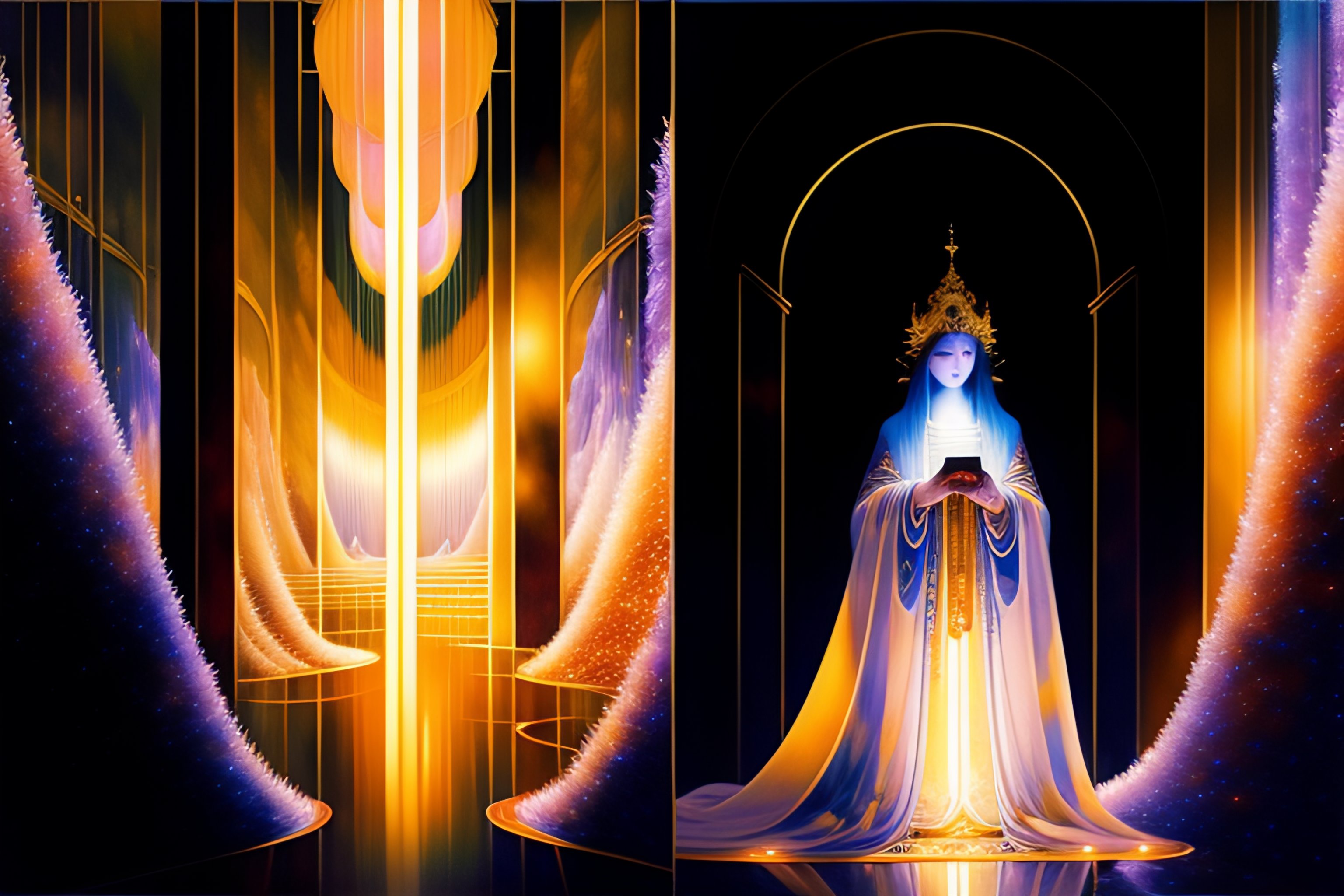 Lexica - Worshippers in long robes belonging to the cult of the crystal ...