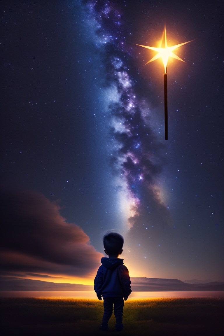 Lexica - Guiding Light: A silhouette of a small star amidst a dark sky ...