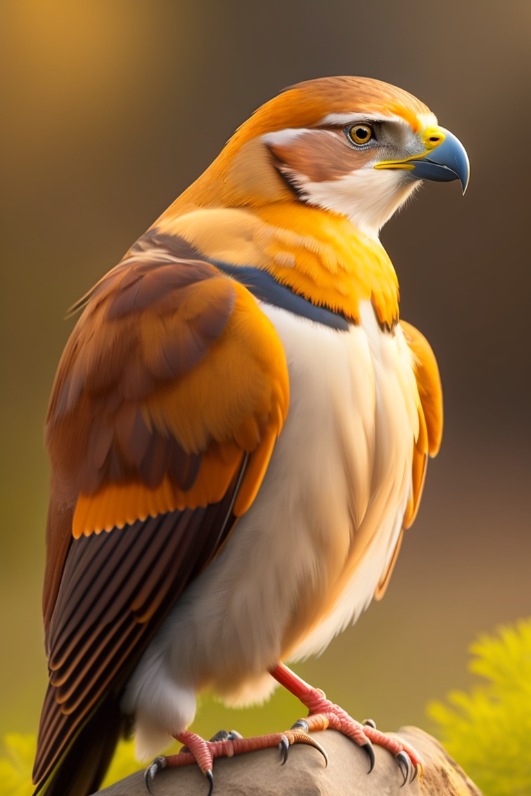 Lexica - Winged bird, humanoid, hawk beak, large talon, golden brown ...