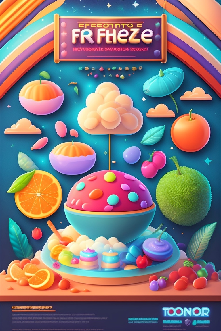 Lexica - 2D image for a poster featuring freeze-dried candies with a ...