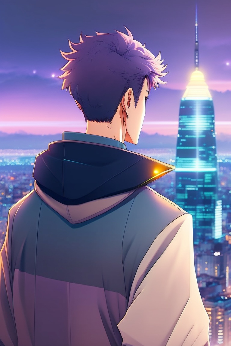 Lexica - 90's anime vintage that a young man wearing jacket stands ...