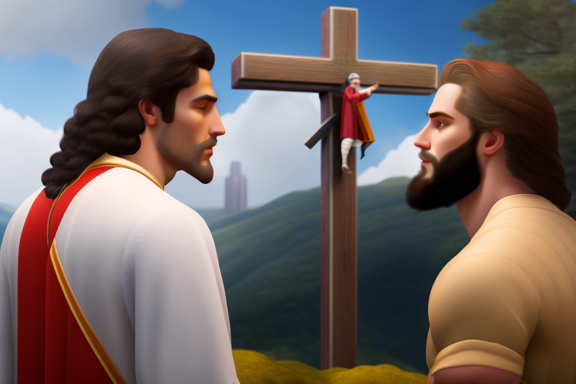 Lexica - In this scene, Jesus on the cross talking to another man on ...