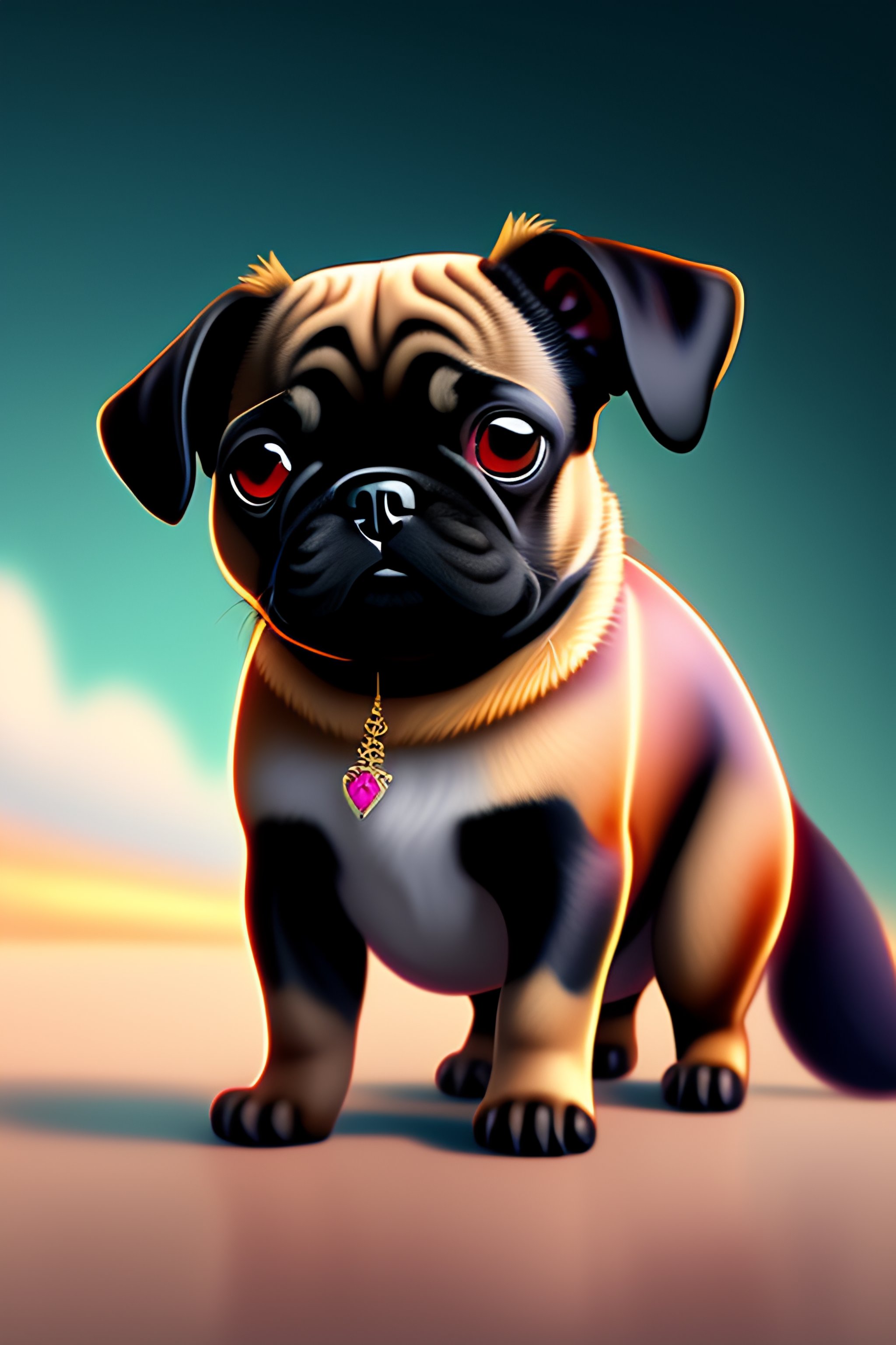 Lexica - Black Pug, Anime style, Fullbody, with tuty name