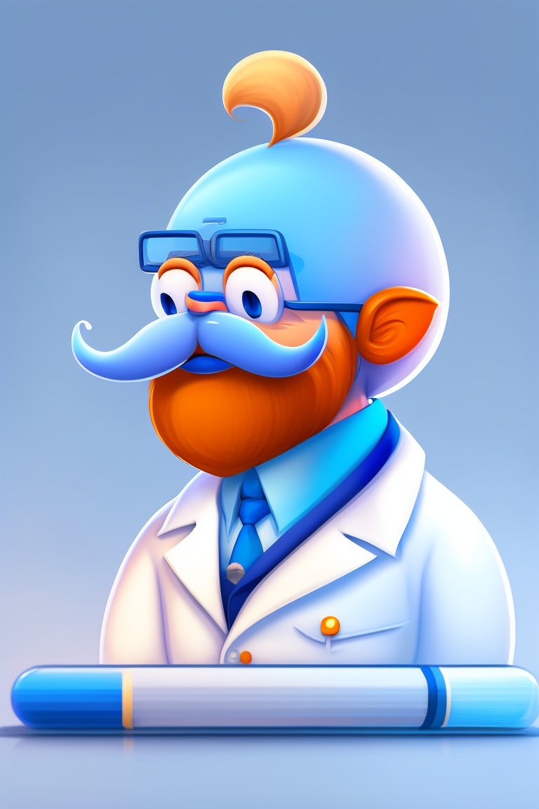 Lexica - Cartoon, scientist with a big mustache, no beard, crazy, white ...