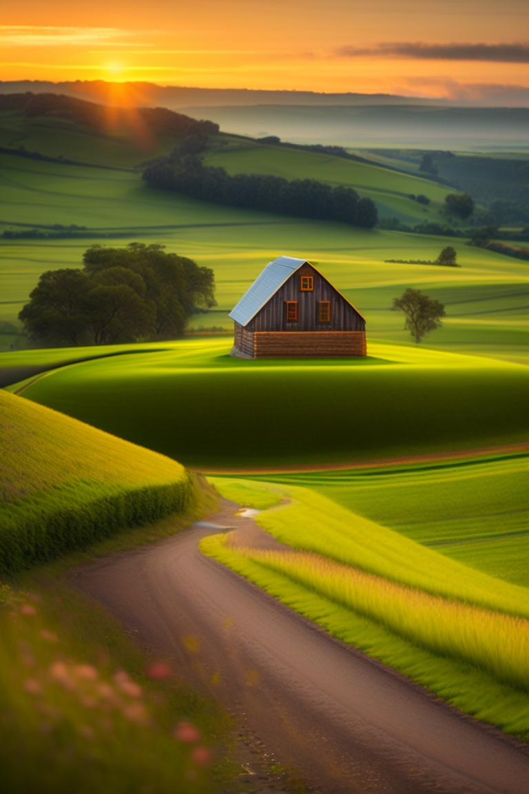 Lexica - Modest family, surrounded by vast green fields and the serene ...