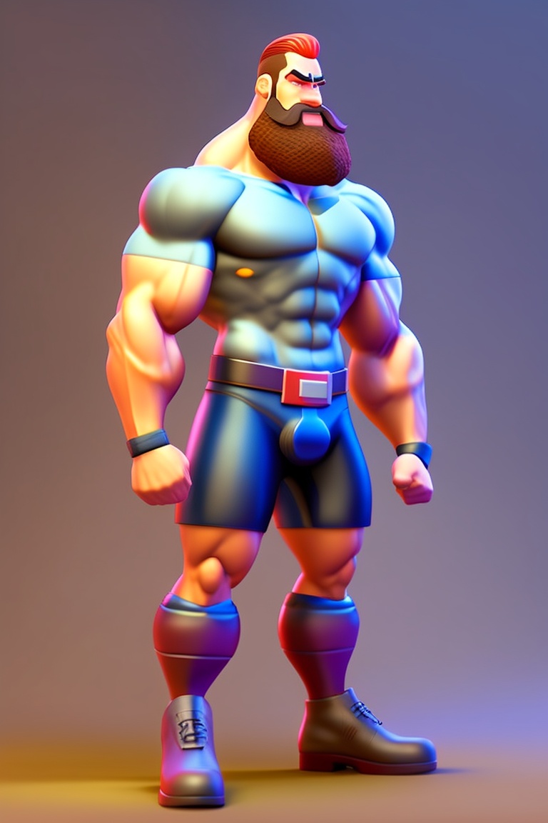 Lexica - A muscular bearded guy, upper body, Pixar 3D style.