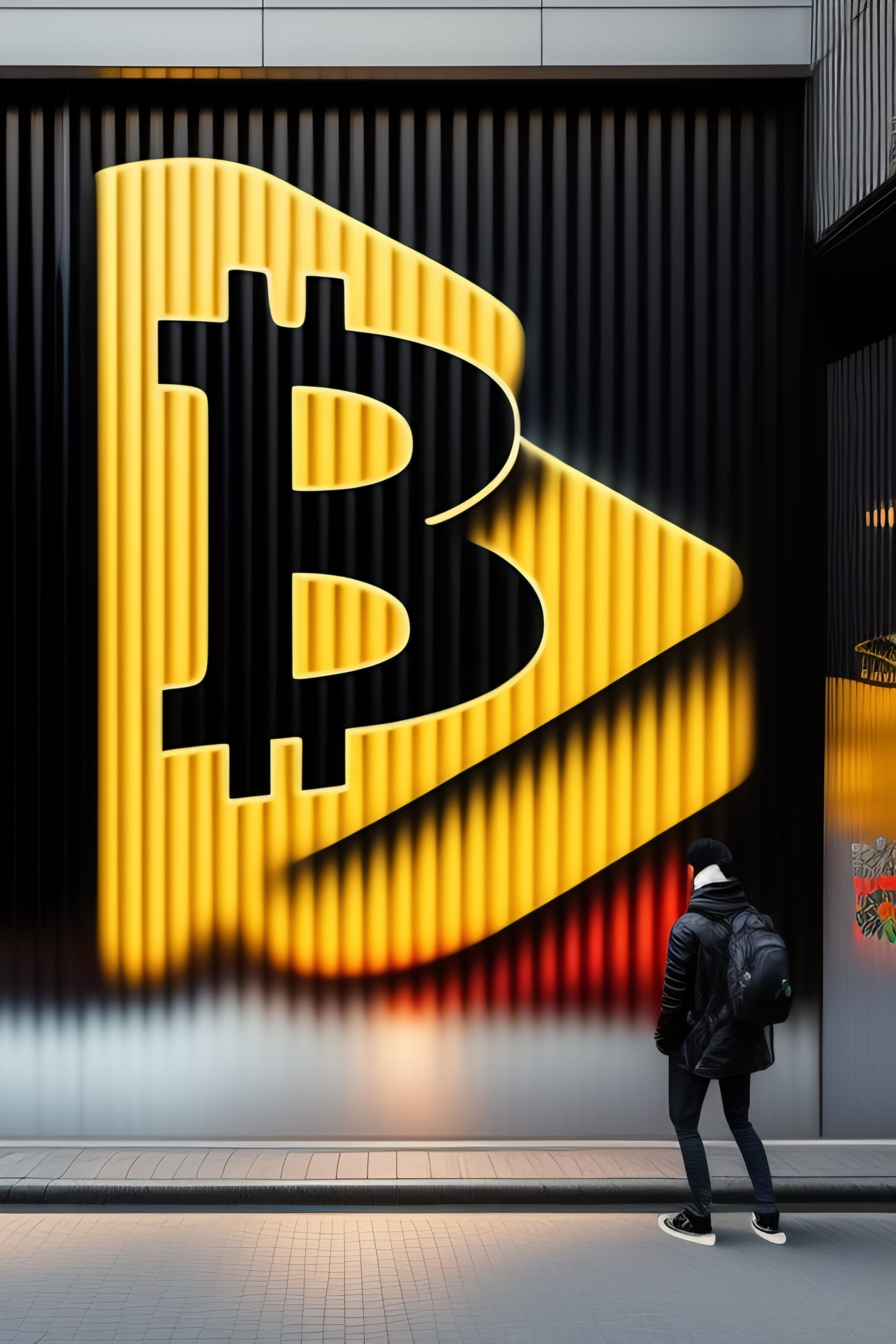 Lexica - Create a black wall in tokyo with a bitcoin logo in graffiti ...