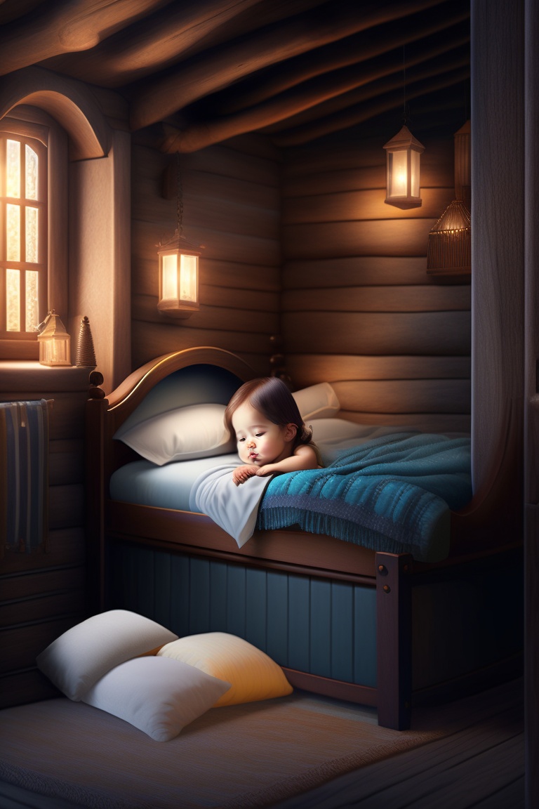 Lexica - A child living in a medieval-style village, sleeping in her ...