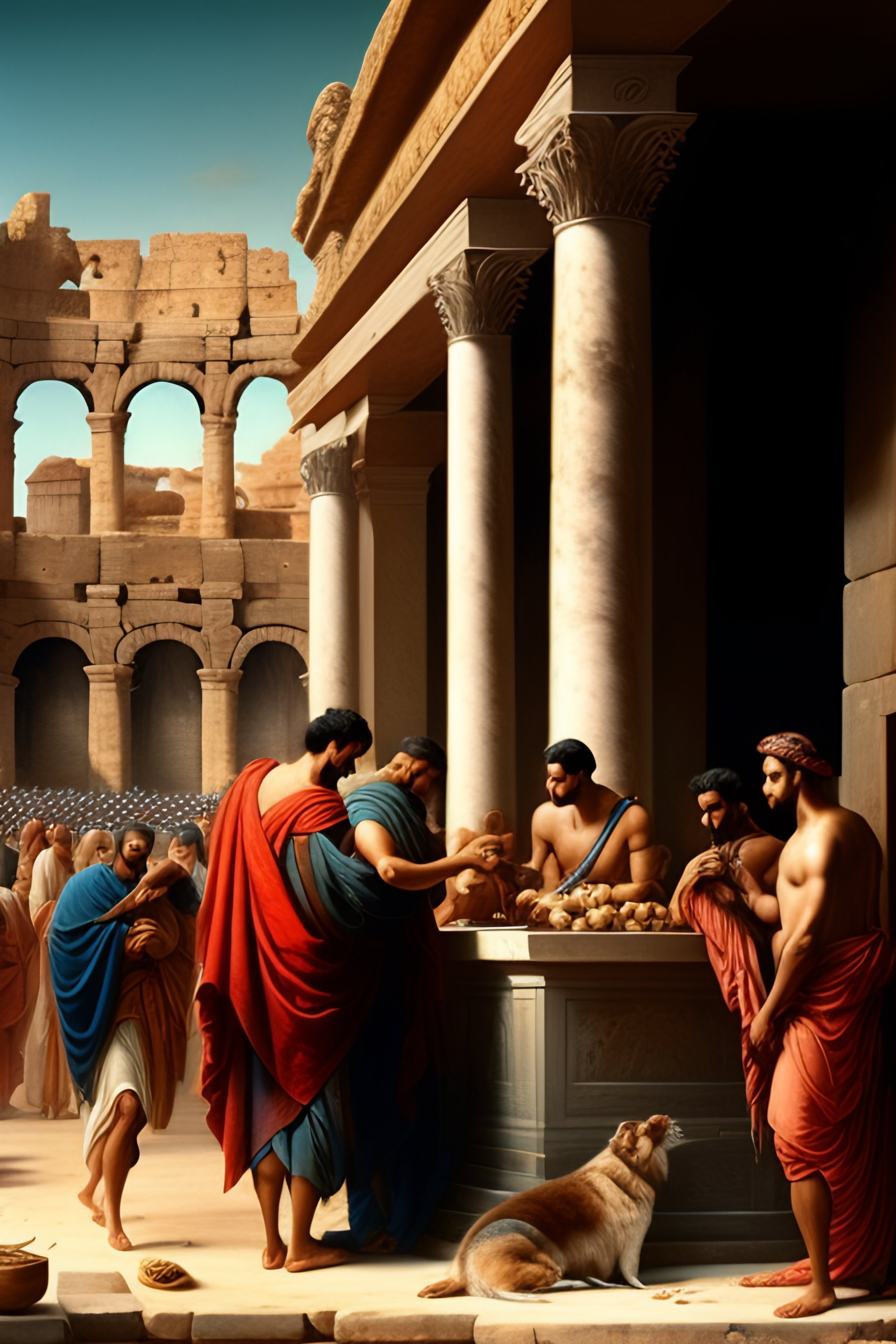 Lexica - Two human beings making an animal sale in ancient rome