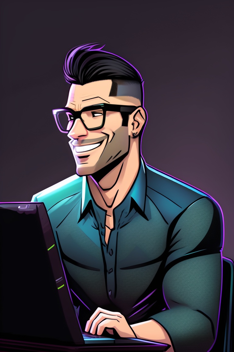 Lexica - A web developer with black hair down to his shoulders and ...